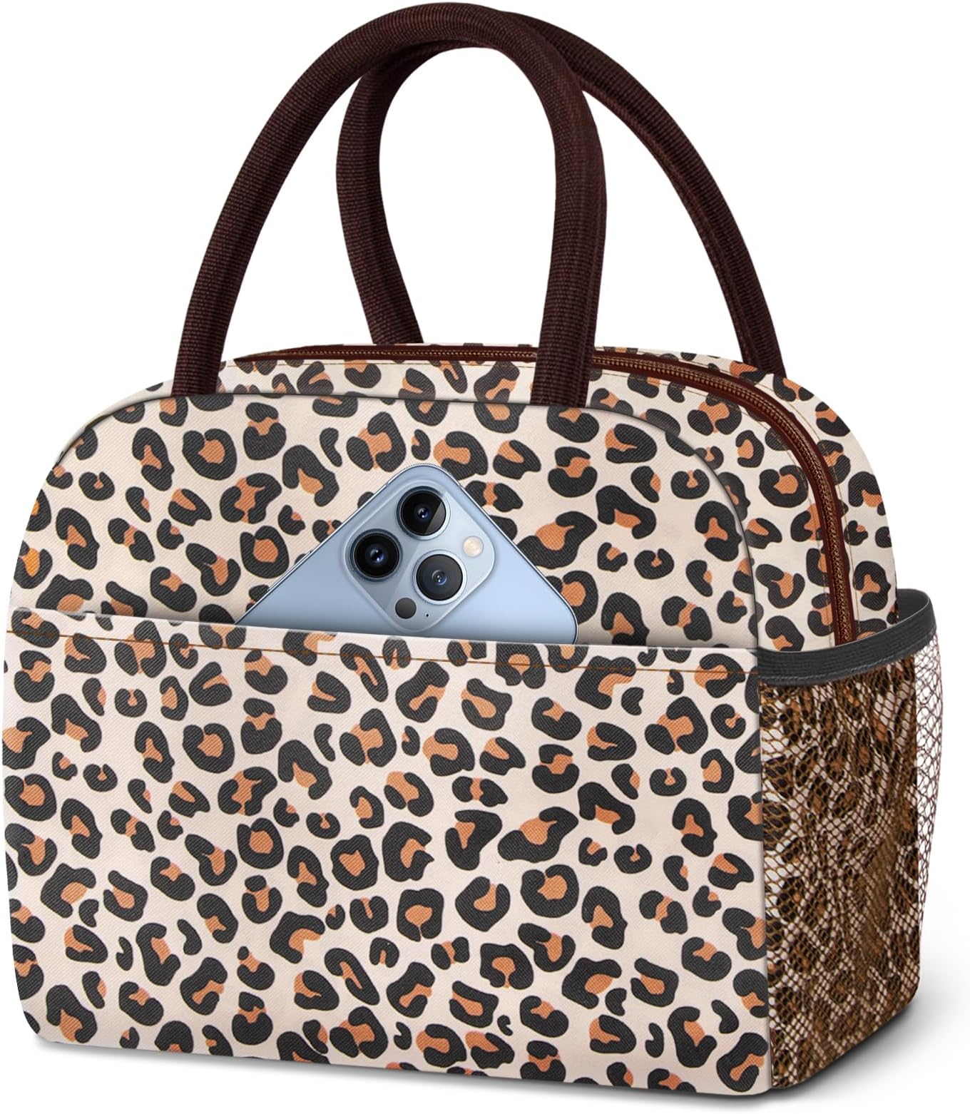 Amazon.com: Lunch Bag for Women Men Black Leopard Insulated Lunch Box ...