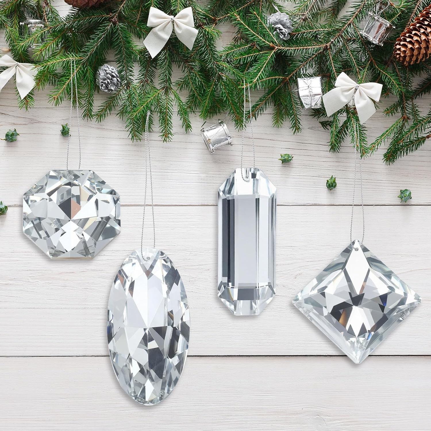 Amazon.com: Simgoing 8 Pack Christmas Crystal Jewel Ornaments - 1.2 ...