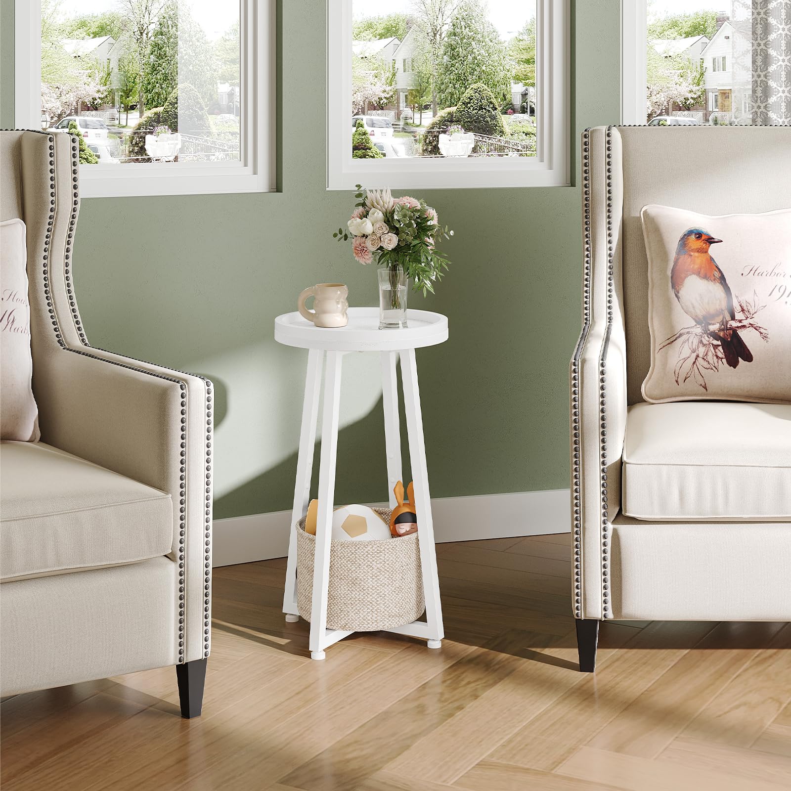 Small Side Table Small Round End Table, 2 Tier Round Side Table With ...