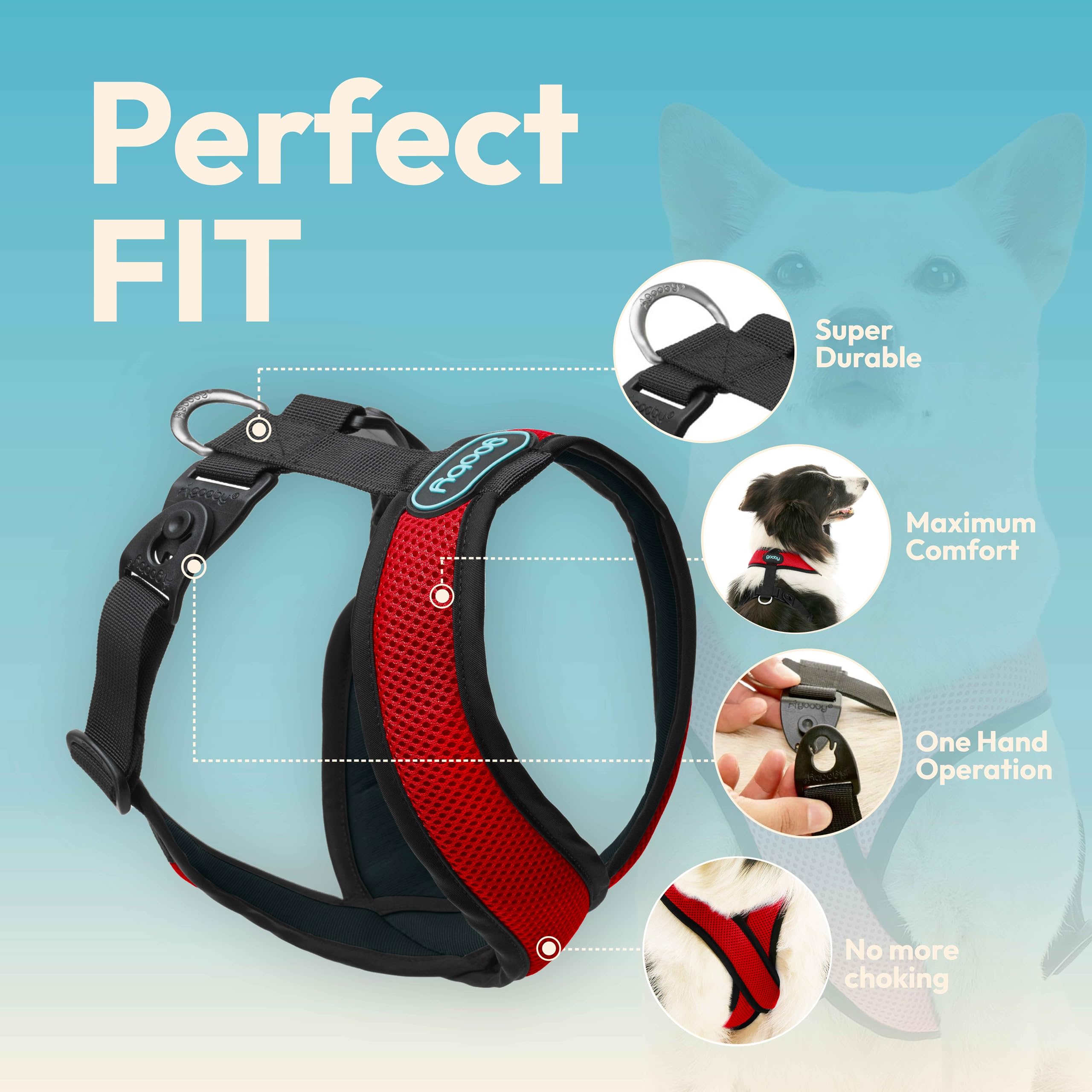 Snapklik.com : Gooby Comfort X Harness Dual Snap Mesh In Dog Harness - Rose