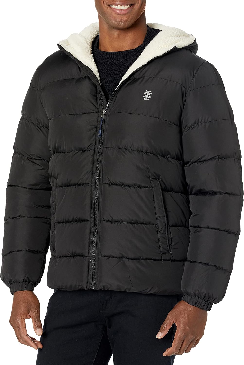 IZOD Men's Sherpa Lined Puffer Jacket, Black, Large at Amazon Men’s ...