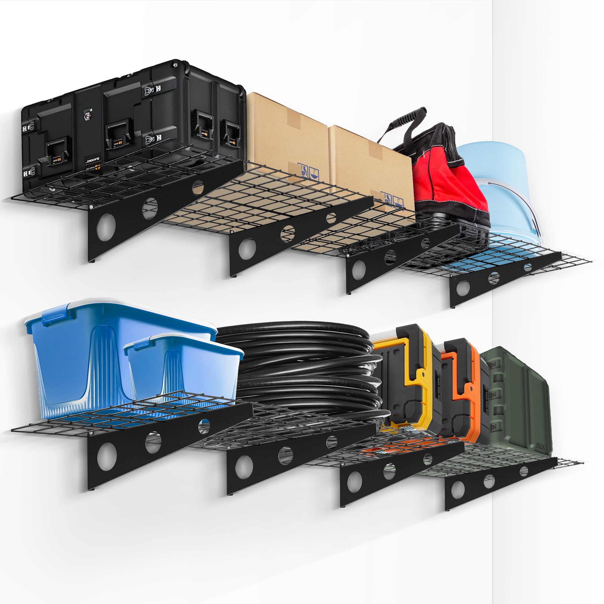 Snapklik.com : 2-Pack 2x6FT Garage Wall Shelving, 72” X 12” Heavy Duty ...