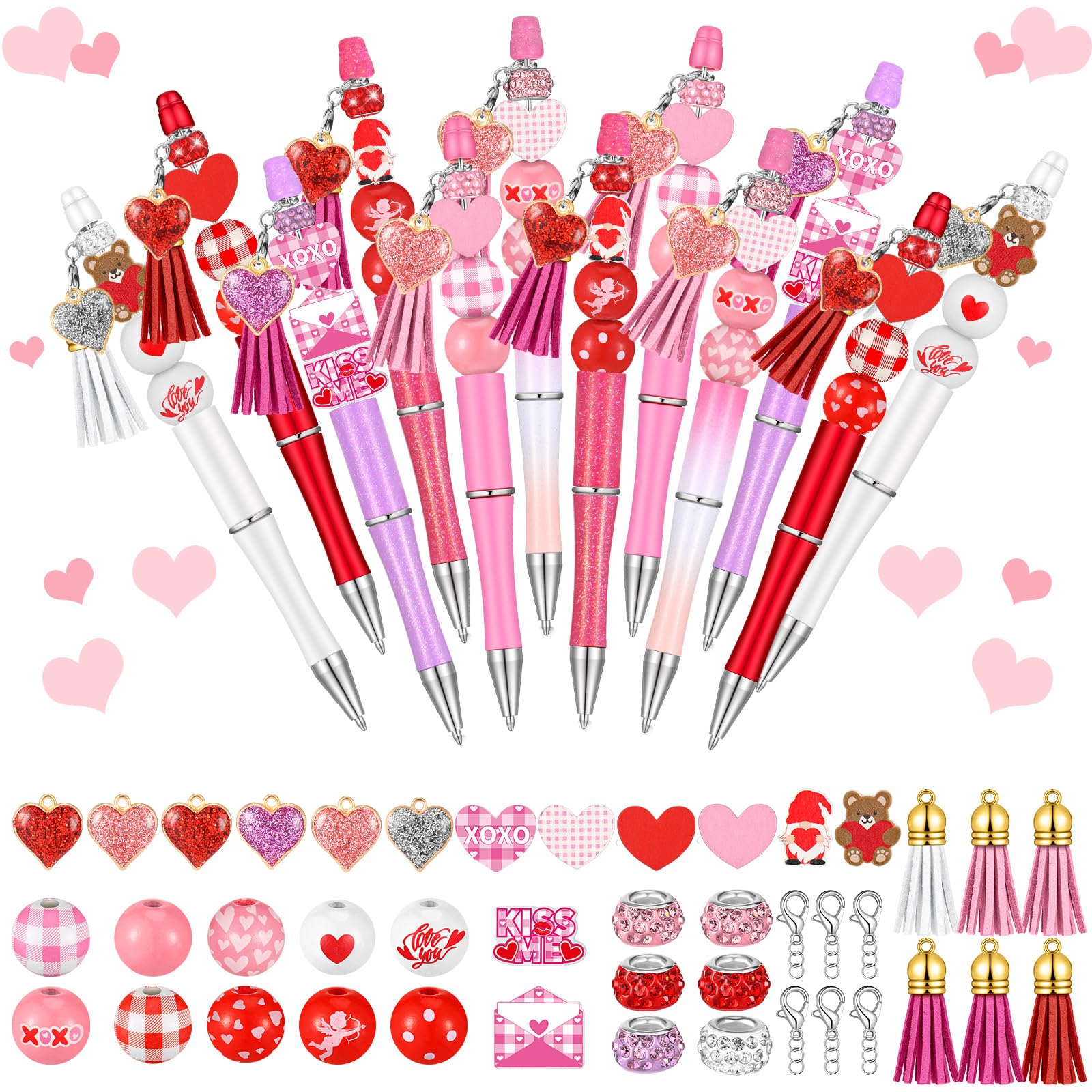 Amazon.com : Geyoga 30 Sets Valentine's Day Beadable Pens Valentine's ...