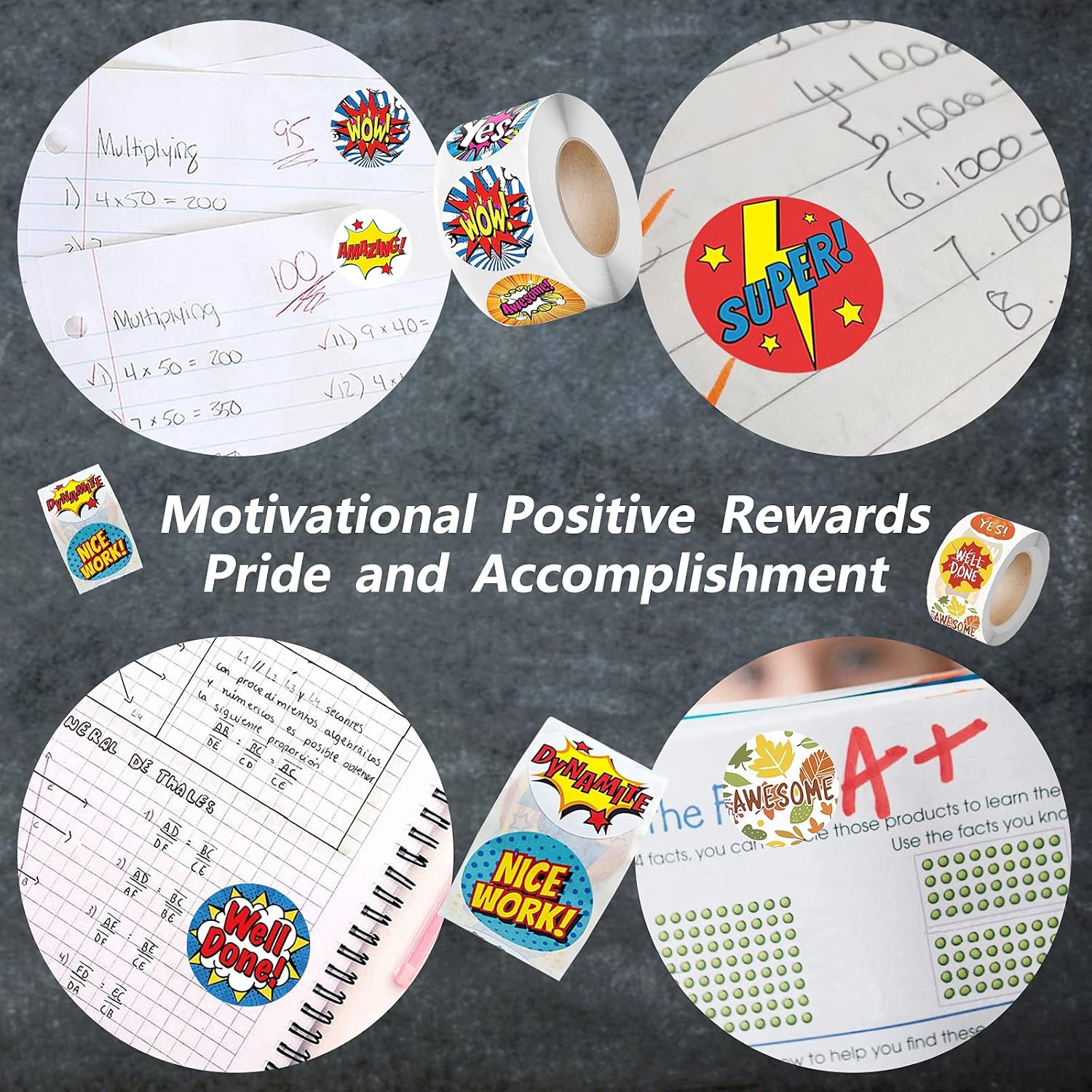 1500 Pcs Reward Stickers, 3 Roll School Sticker with 24 Assorted ...
