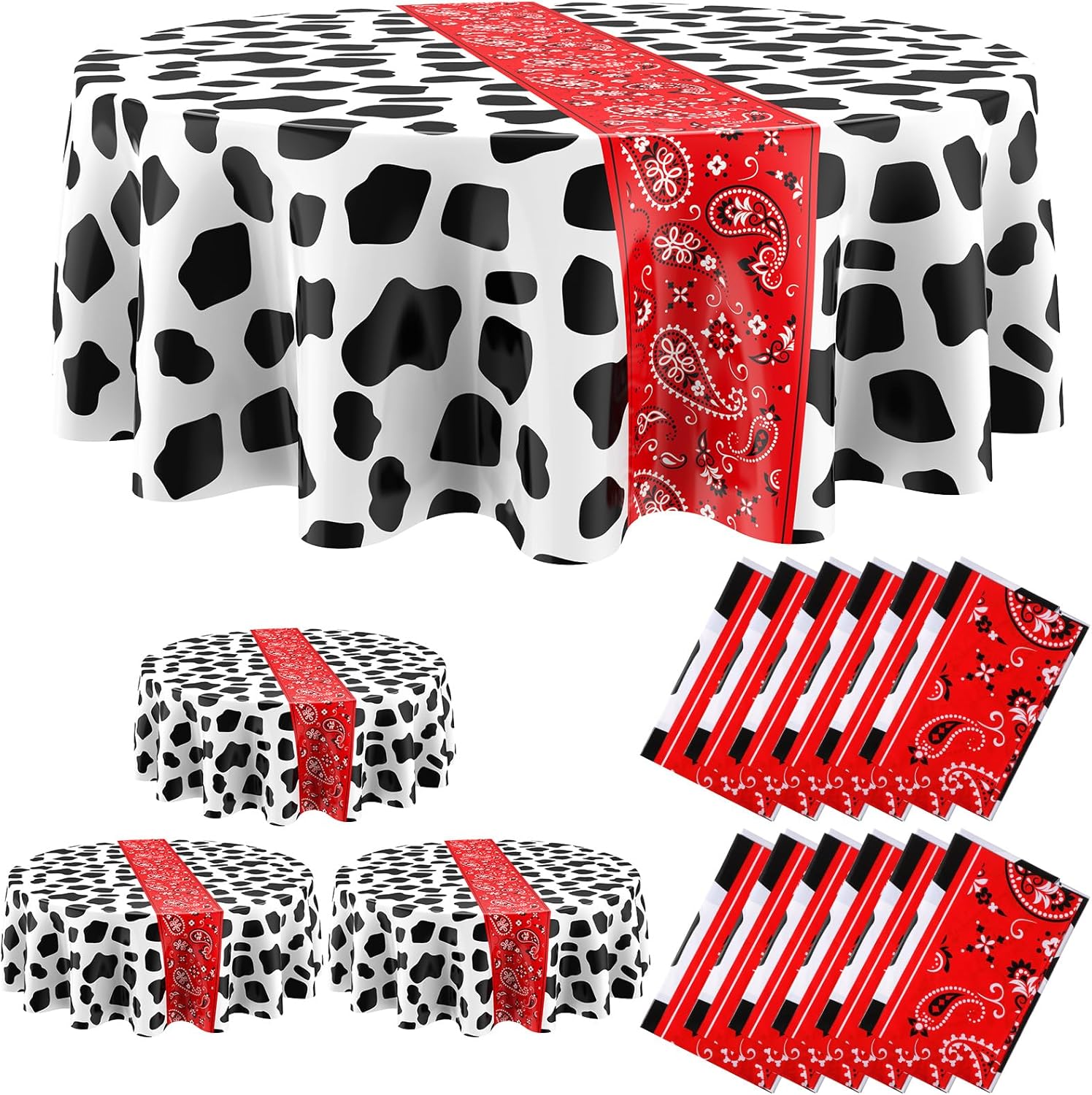 Amazon.com: Oudain 12 Pack Western Tablecloths - Paisley Cow Print ...