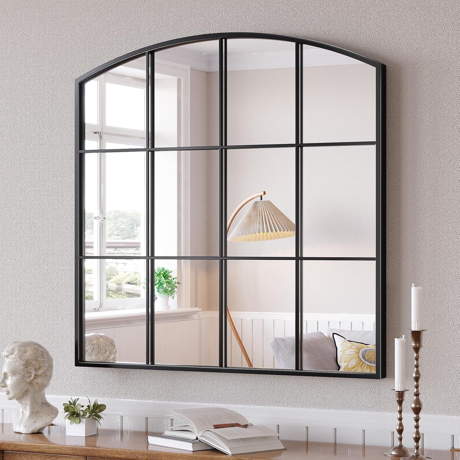 Amazon.com: Brauthon Window Pane Black Mirror, 36" x 36" Farmhouse ...