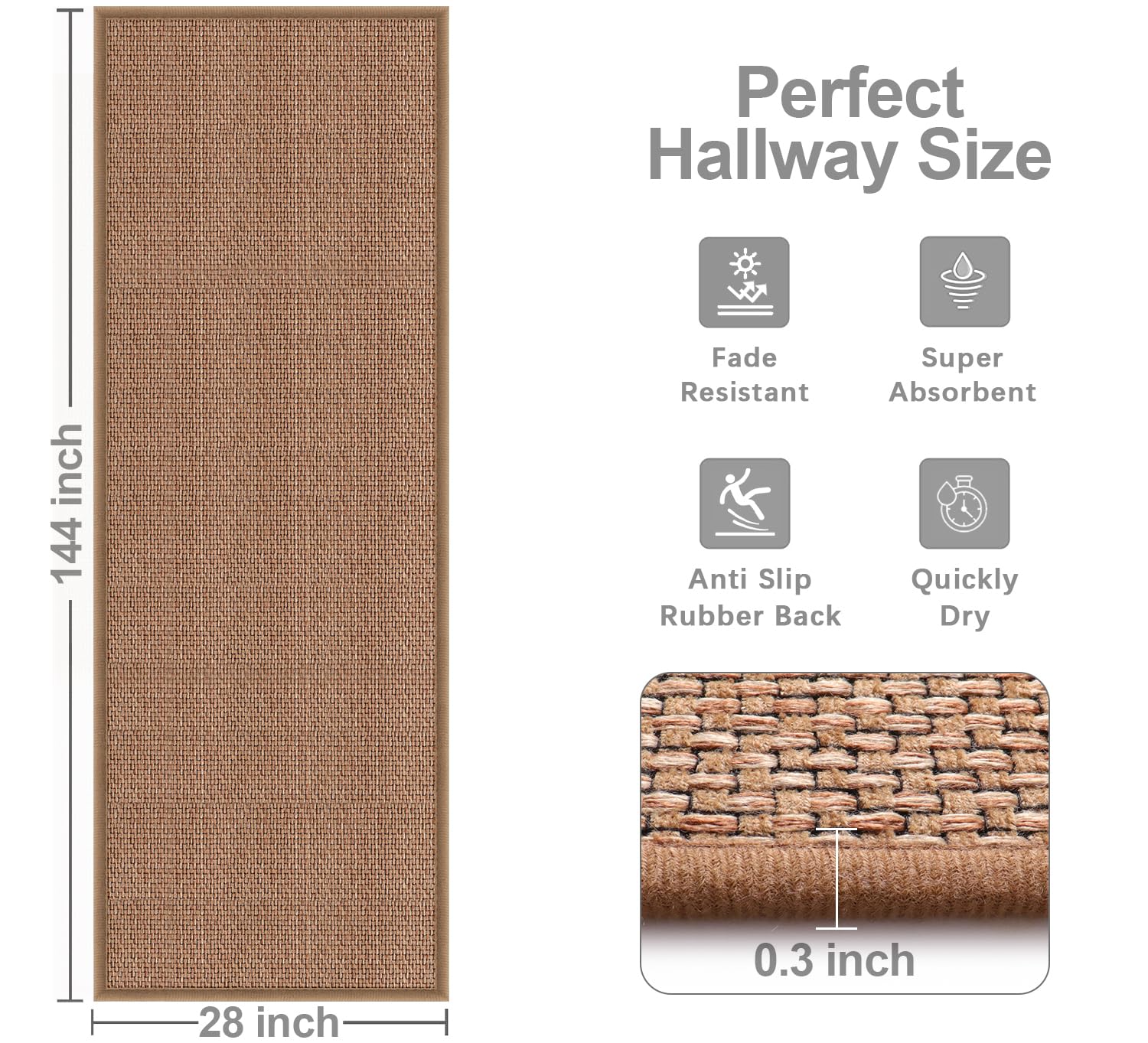 Laundry Room Rug Runner 2.3' x 12' Non Slip Rubber Laundry Room Mat ...