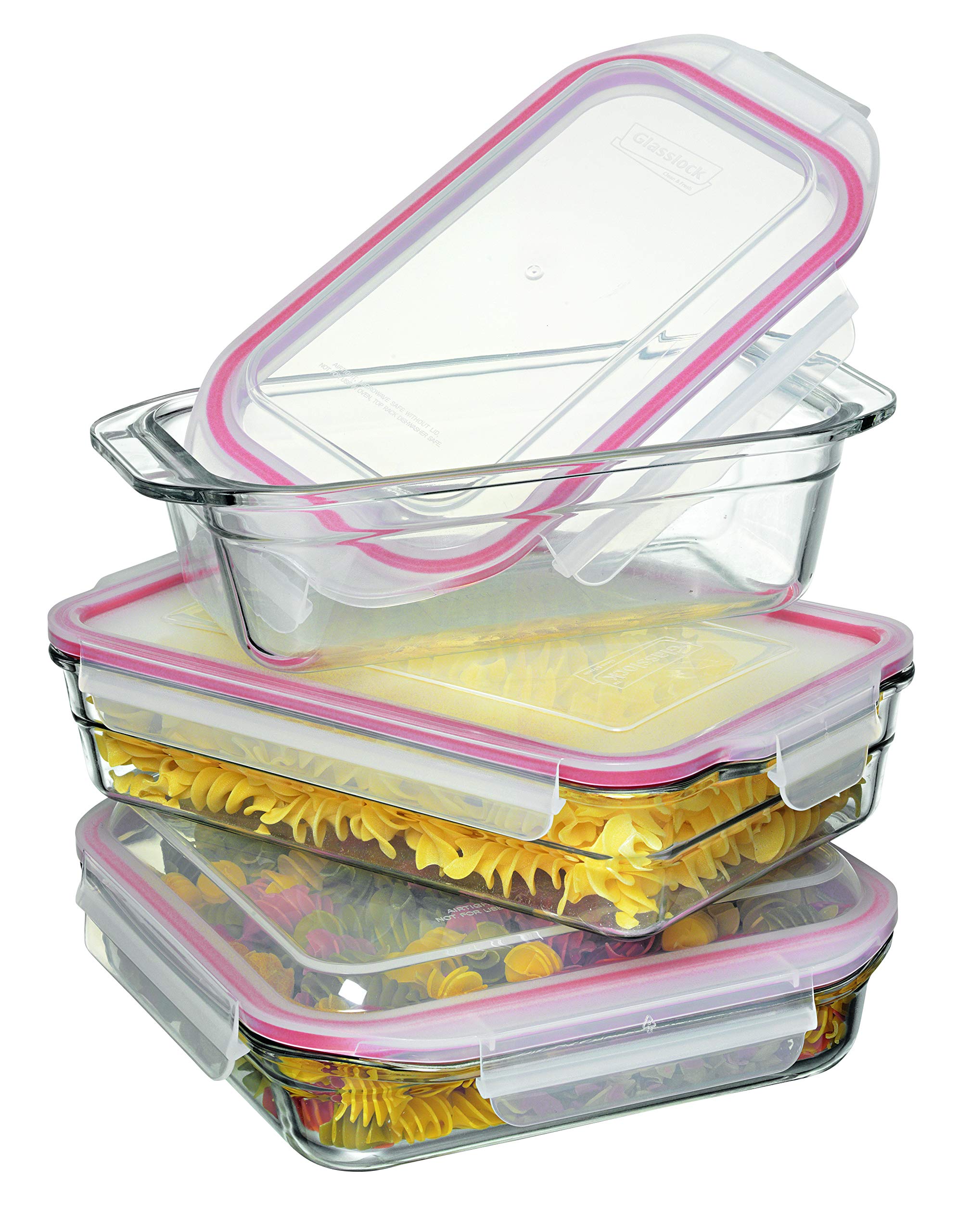 Glasslock Oven Safe Glass Bakeware, 3-Piece Set, Clear, GL-996 ...