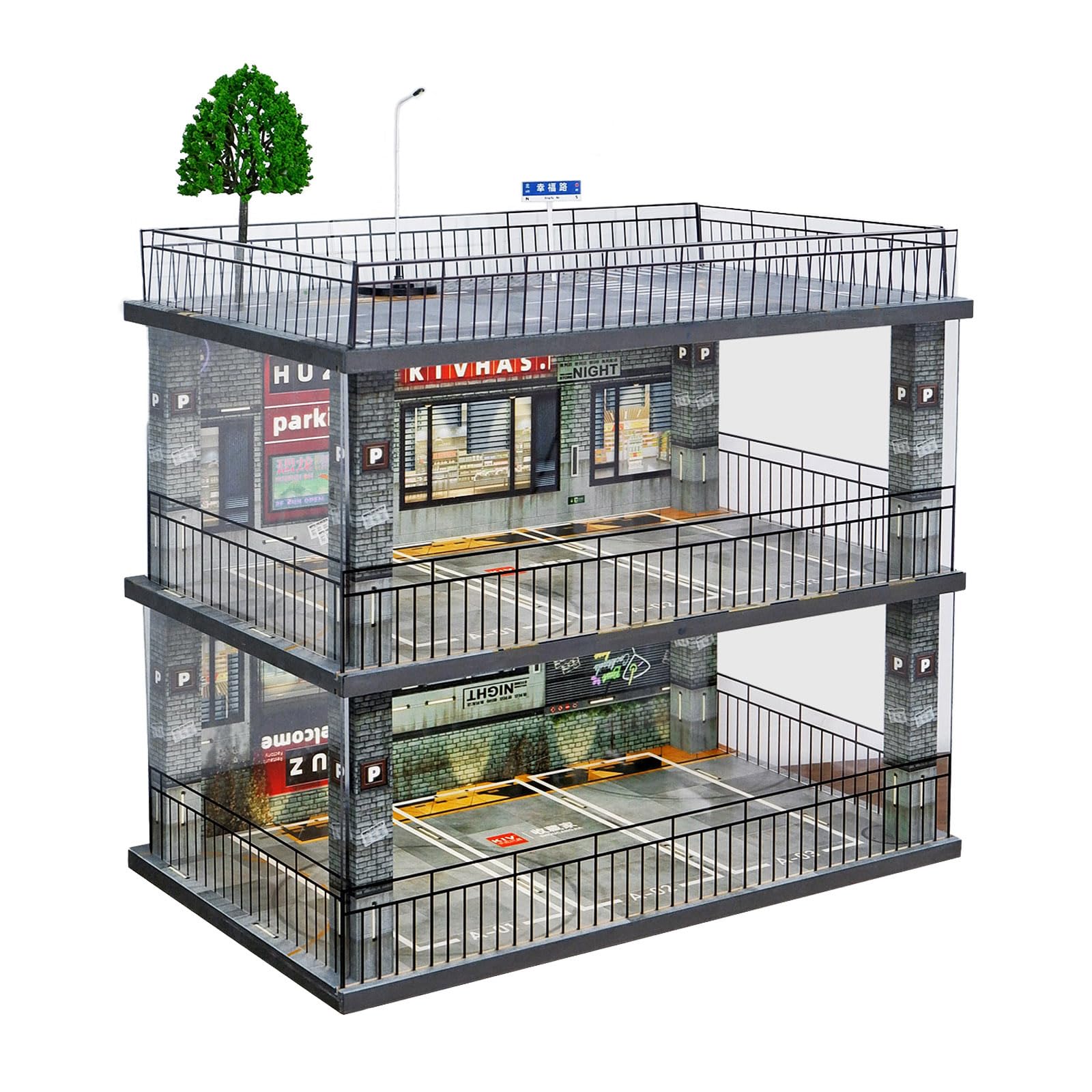 kivcmds Model Car Display Case 1:24 Scale Diecast Cars Diorama Garage ...