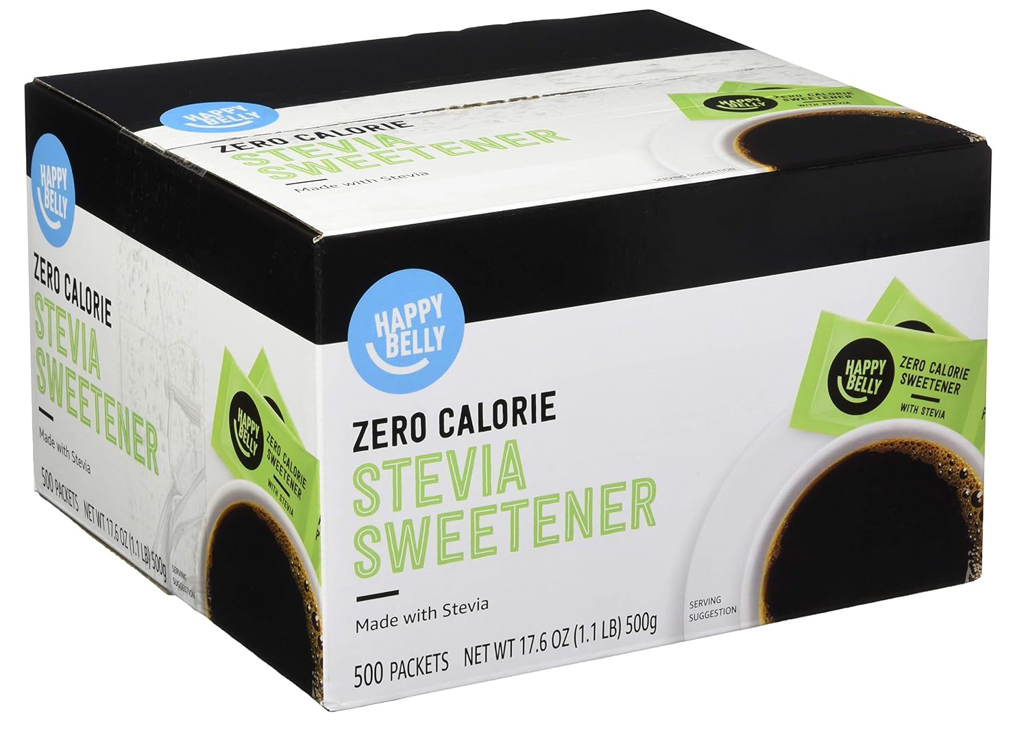 Amazon.com: Amazon Brand - Happy Belly Zero Calorie Stevia Sweetener ...