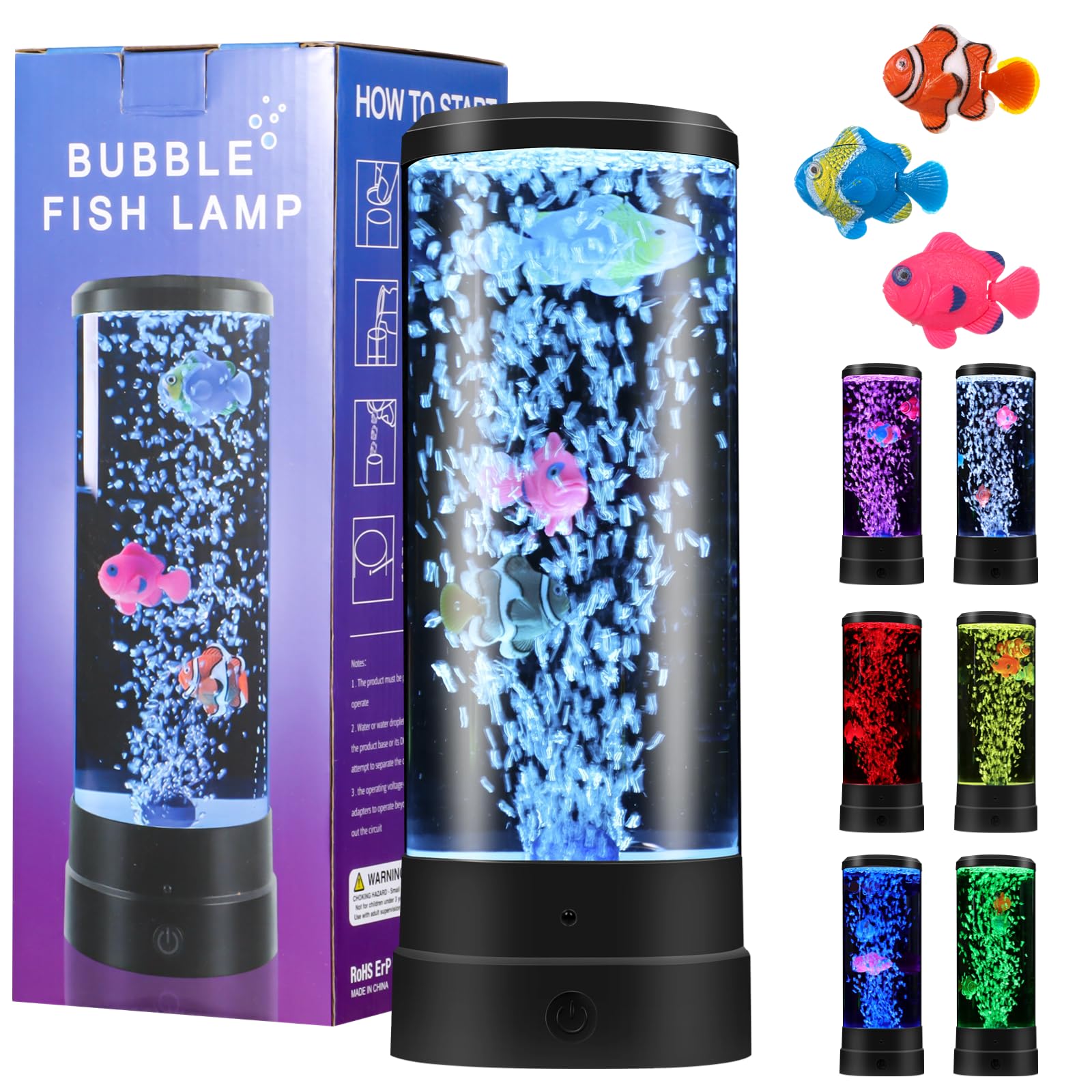 Snapklik.com : Lnrueg Bubble Fish Lamp, 4 Lighting Modes 16 Colors ...
