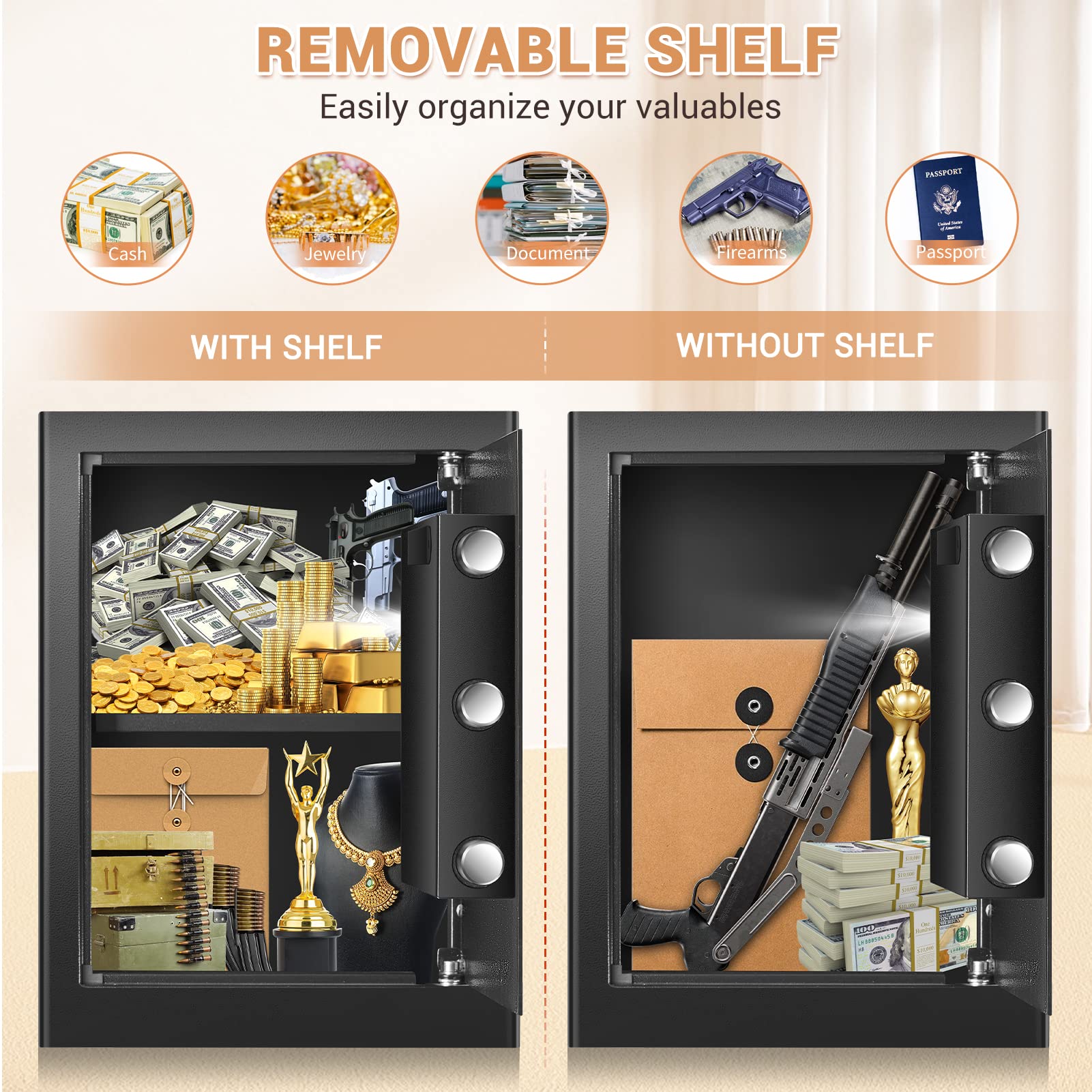 2.3 Cubic Large Safe Box Fireproof Waterproof, Fireproof Safe with ...