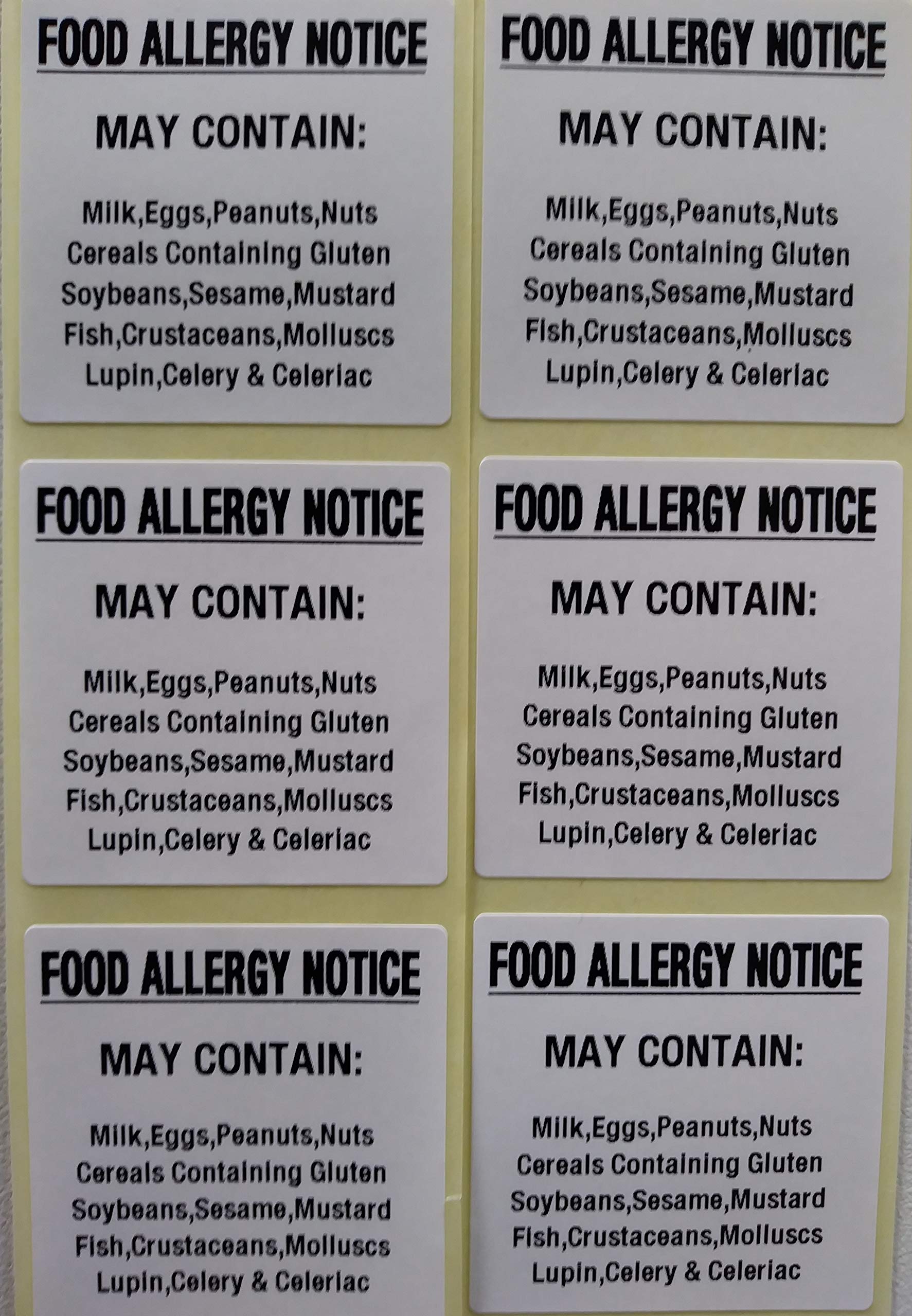 Buy Food Allergy Labels, Food Notice Labels 36mm x 36mm 1000 On Food ...