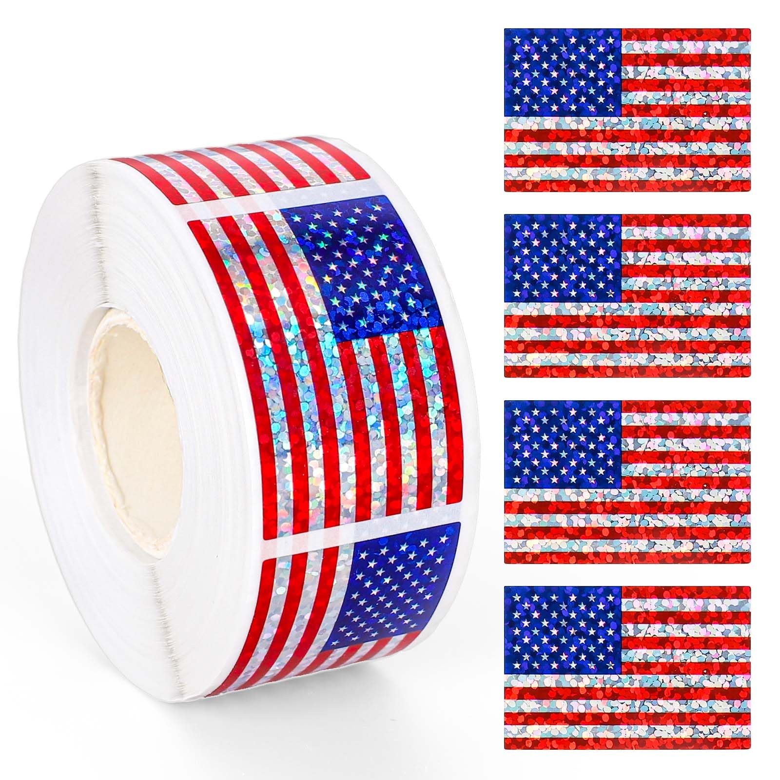 Amazon.com: Whaline Patriotic Stickers Roll Glitter American Flag ...