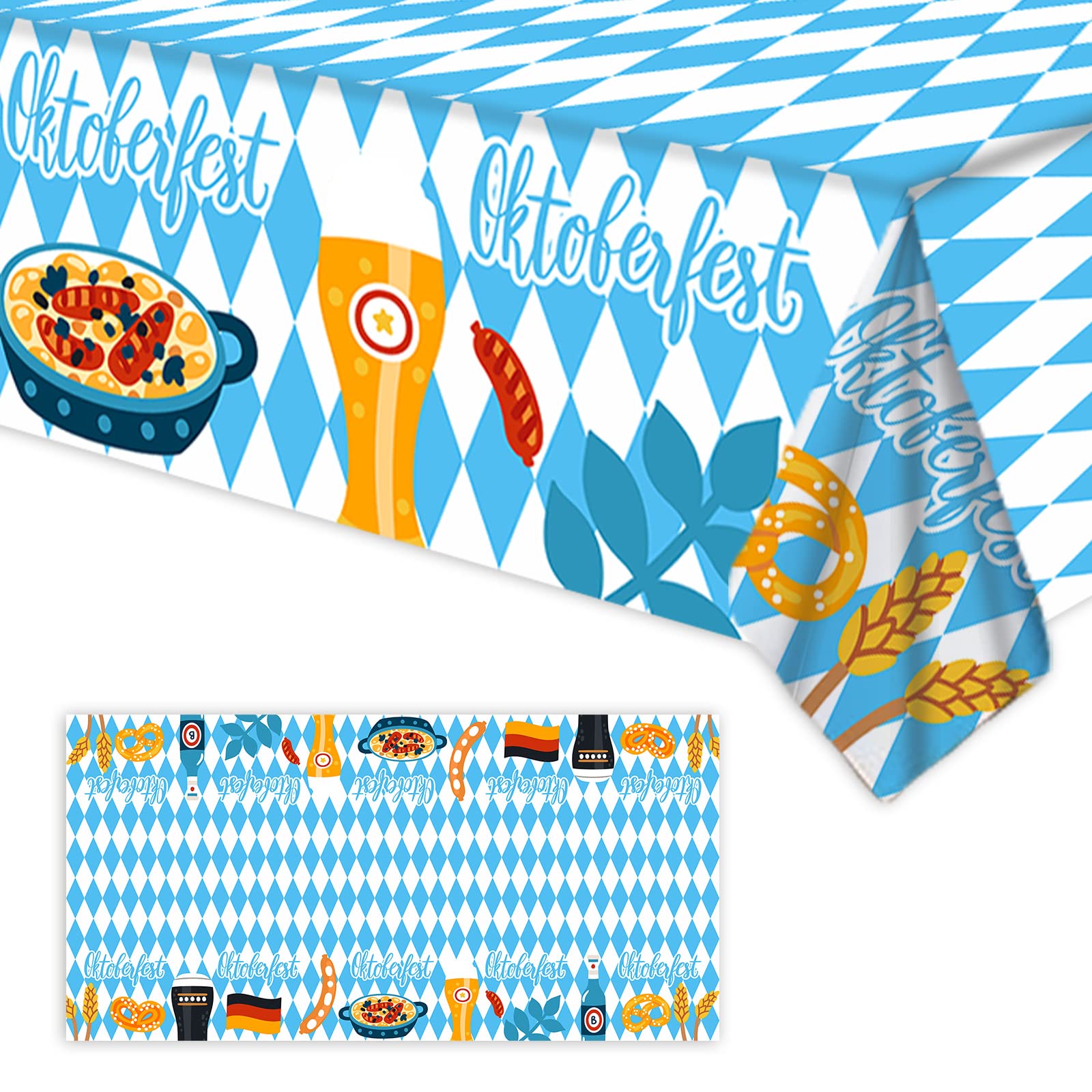 Amazon.com: Oktoberfest Tablecloth Celebrations Blue and White Theme ...