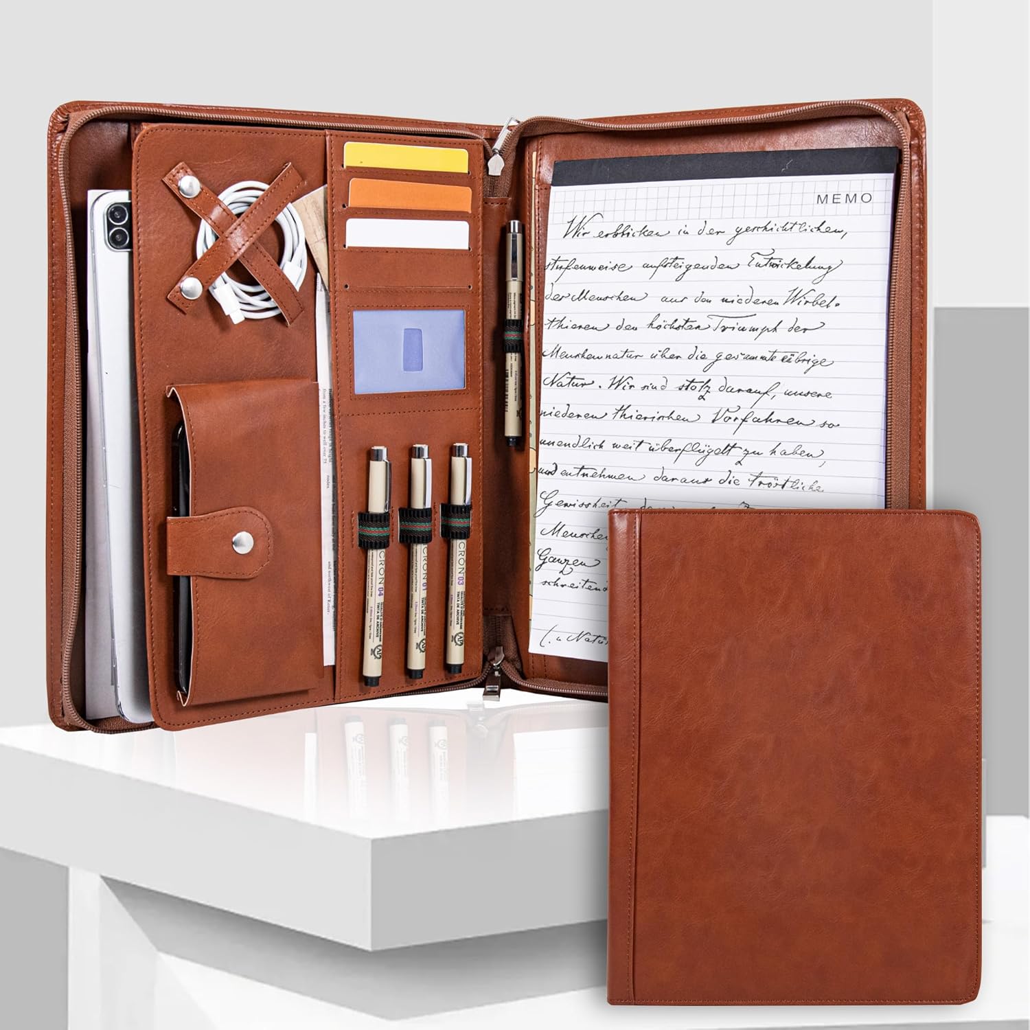 Amazon.com : Padfolio with Zipper, Portfolio Binder, Leather Portfolio ...