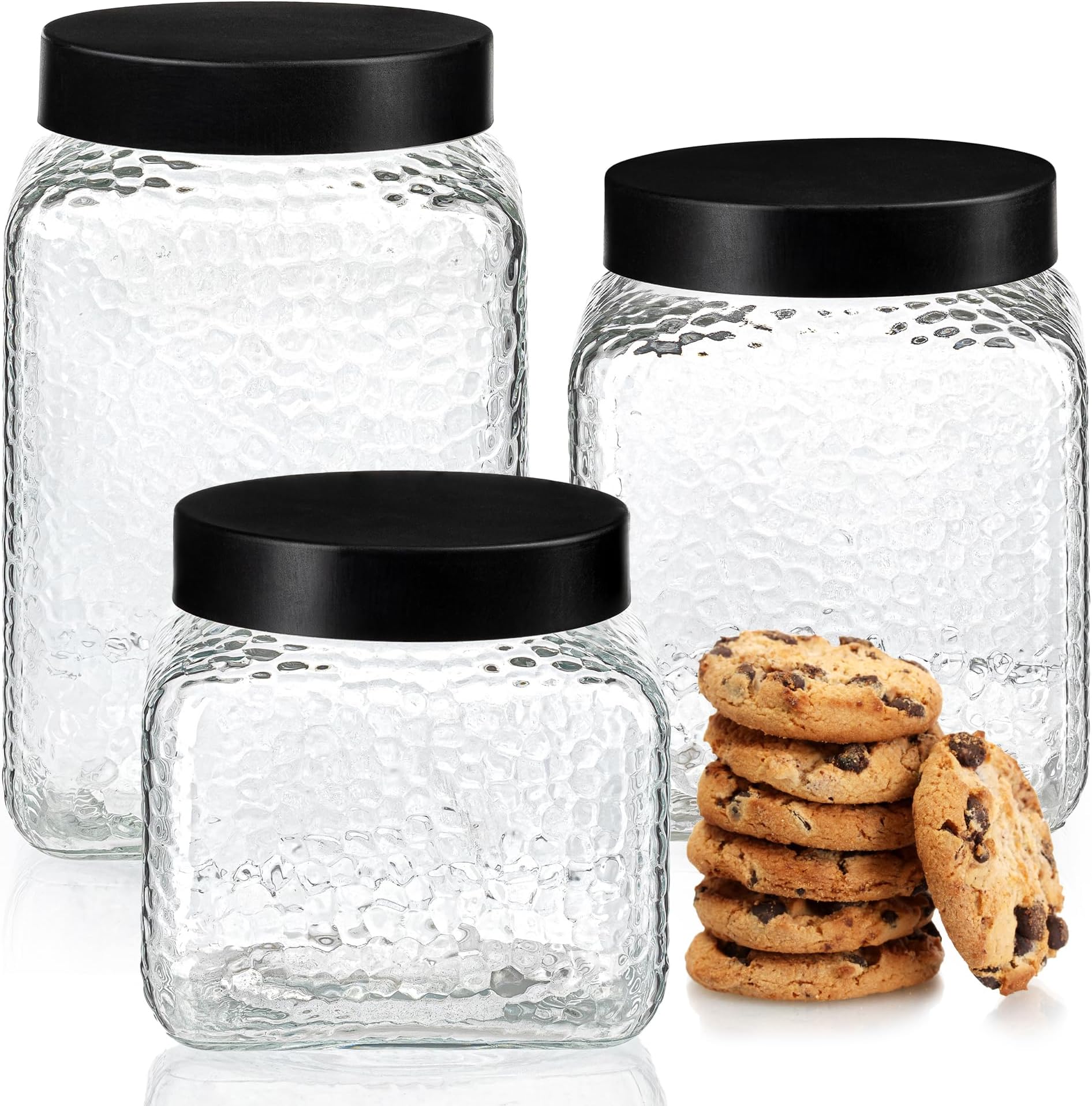 Amazon.com: kitchentoolz Large Glass Jar Container Set - Retro Design ...