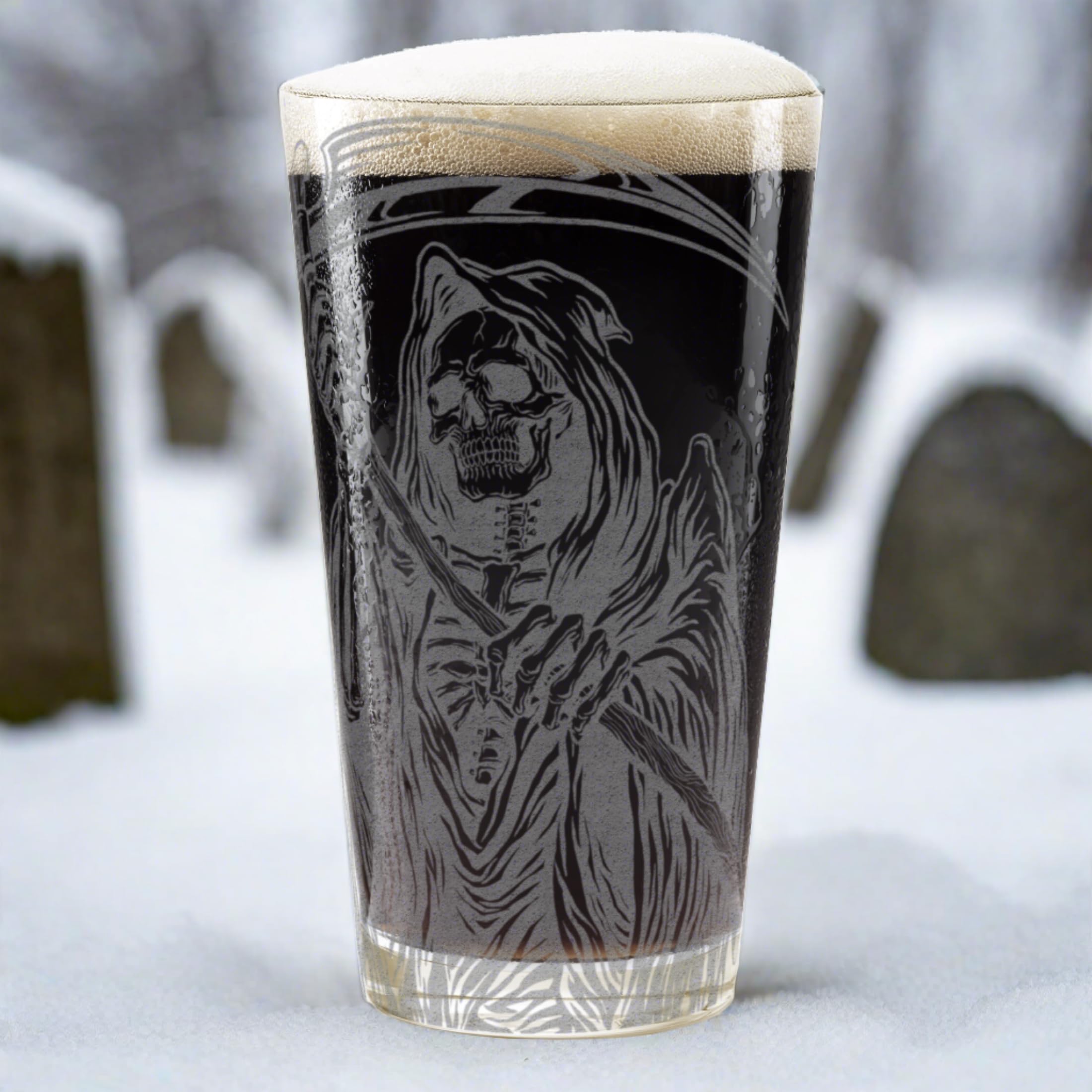 Snapklik.com : GRIM REAPER Engraved Pint Beer Glass Inspired By ...