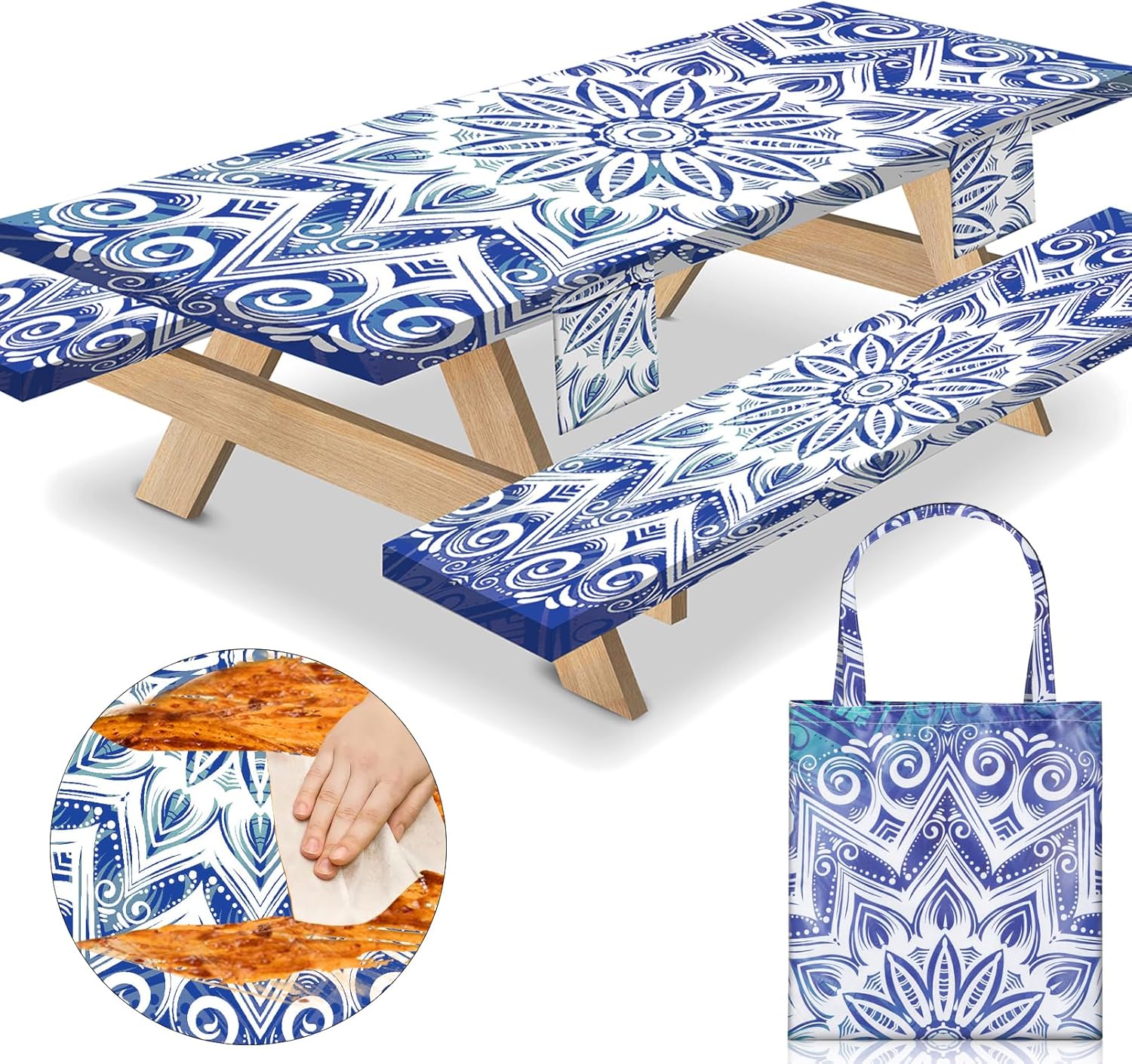 Amazon.com : Picnic Table Cover with Bench Covers 72×30Inch 3 Piece ...