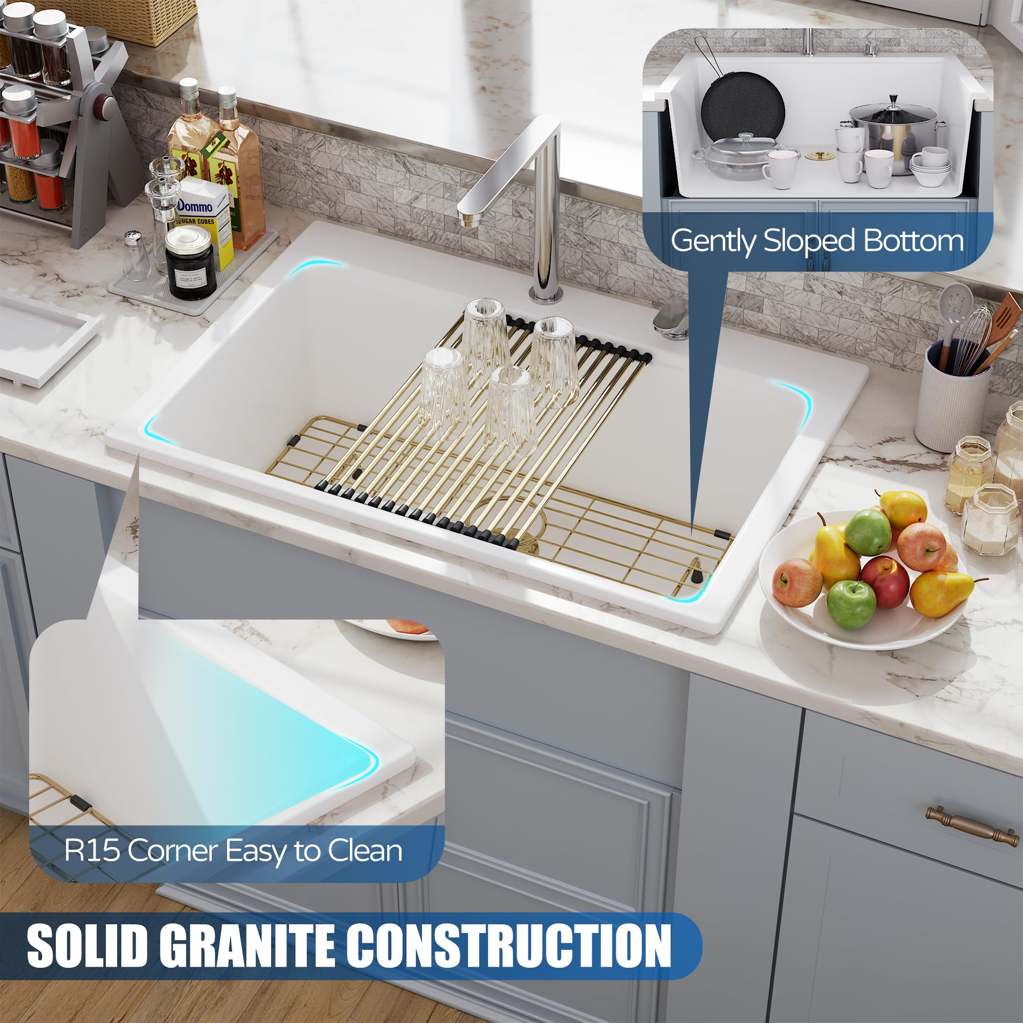 Snapklik.com : 33 White Granite Composite Kitchen Sink, Hugsleek Drop ...