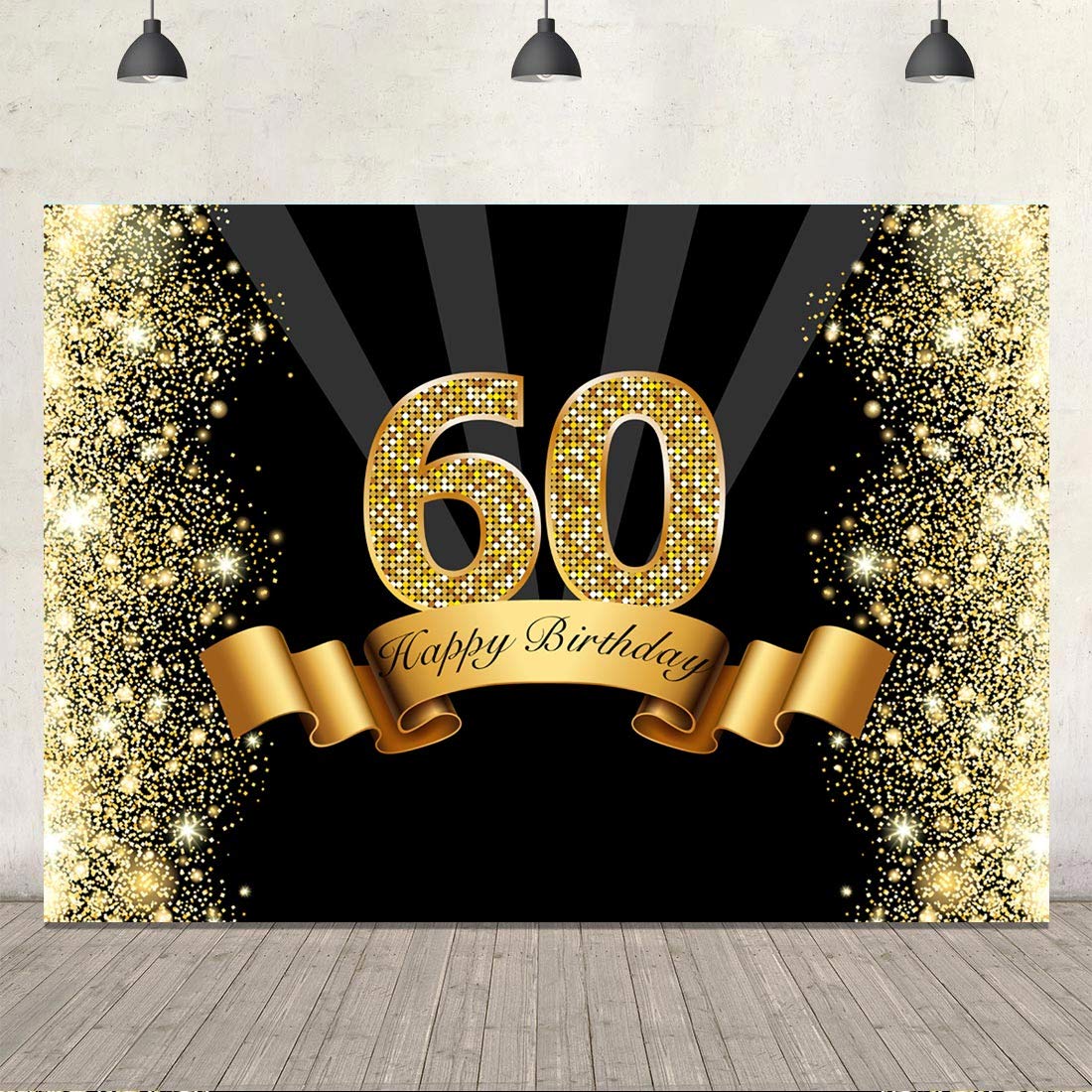 Buy 60th Birthday Backdrop Bokeh Glitter Gold Sixty Photo Background ...
