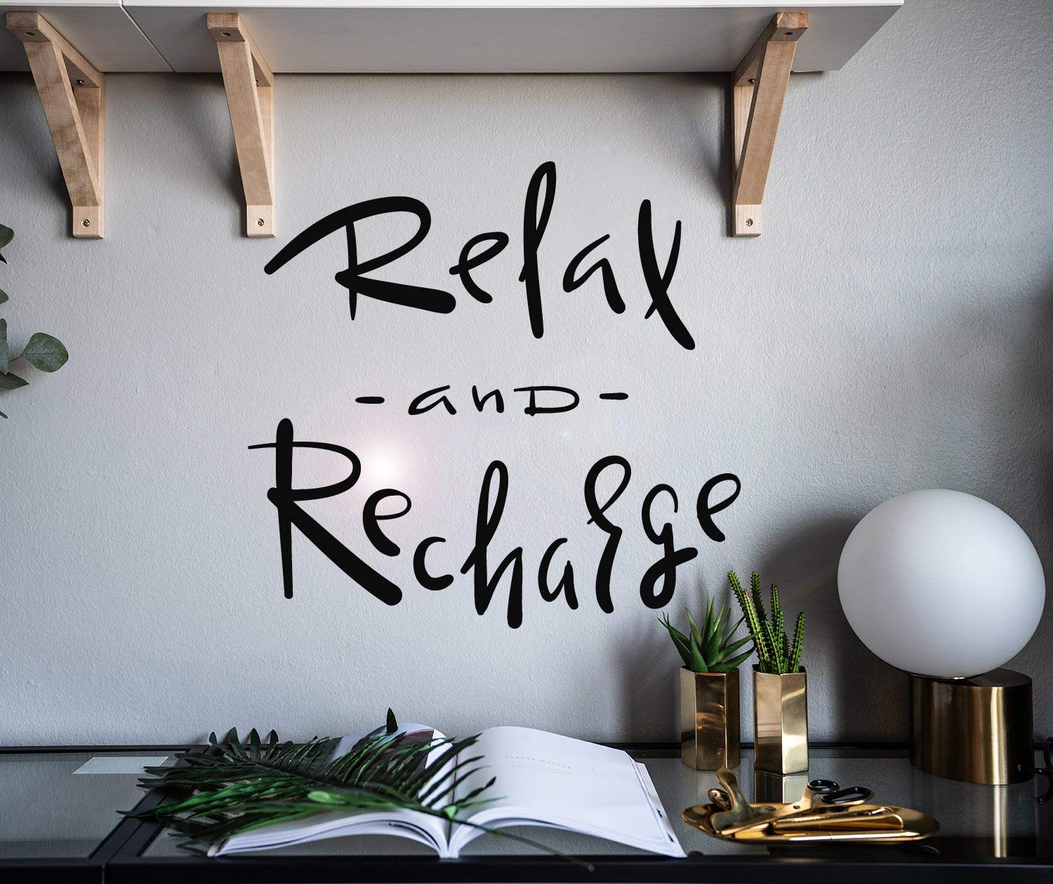 Amazon.com: Vinyl Wall Decal Inspirational Phrase Relax and Recharge ...