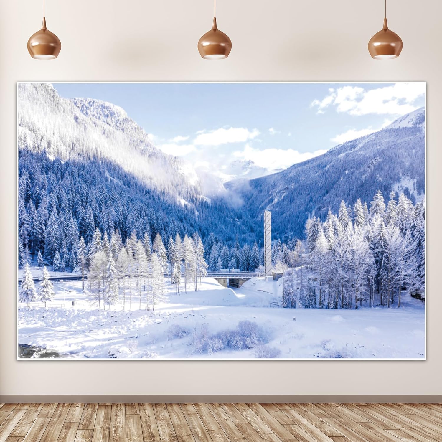 Amazon.com : TYLCLTX Winter Snowscape Backdrop Snow Wilderness Mountain ...