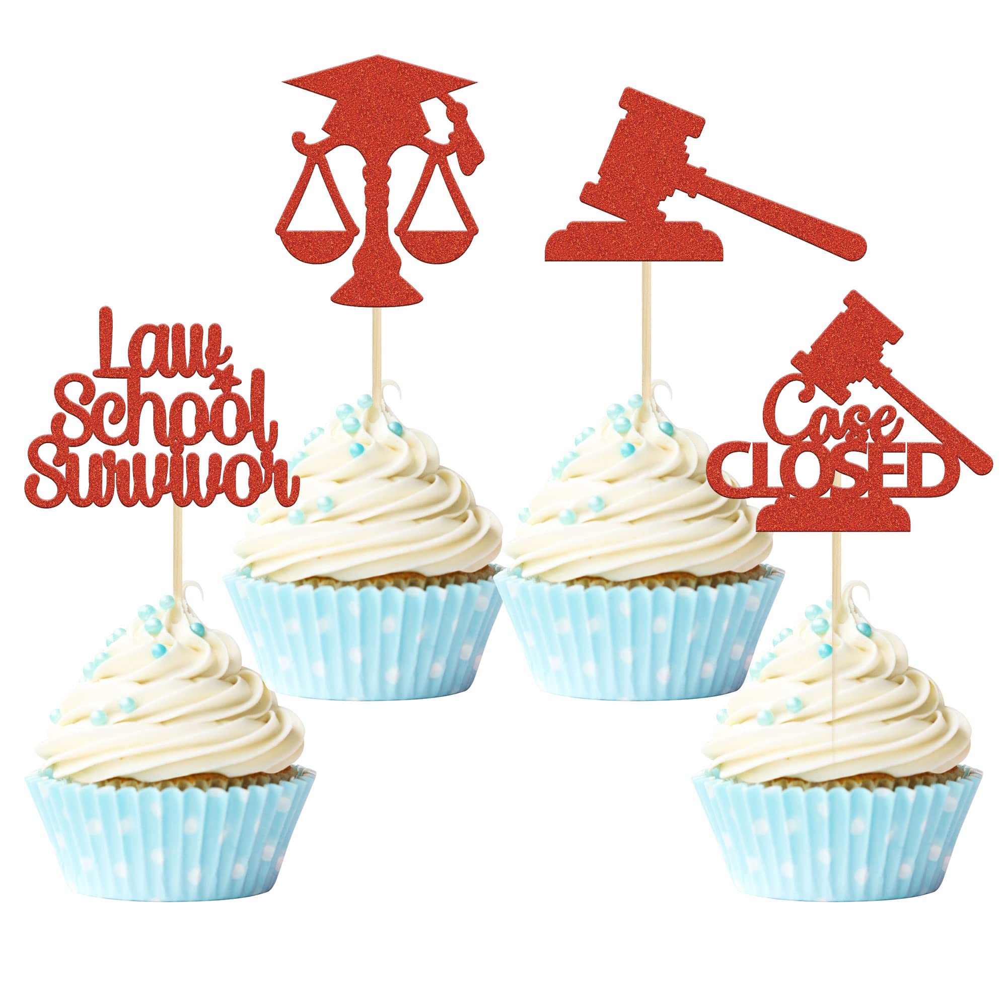 Buy Gyufise 24Pcs 2022 Lawyer Graduation Cupcake Toppers Red Glitter ...