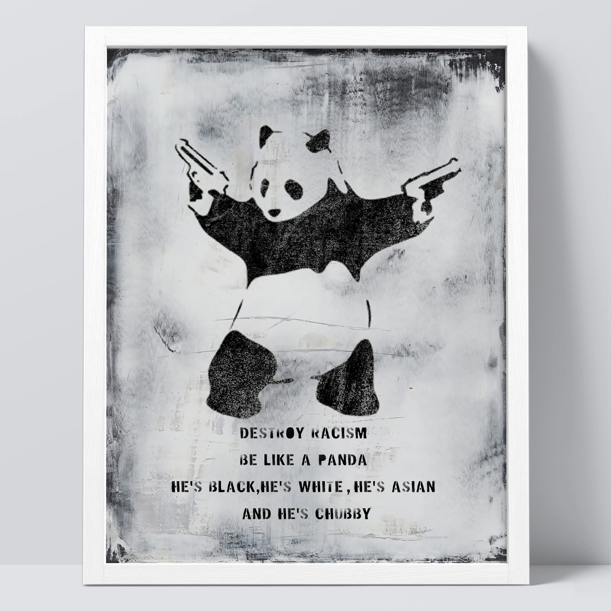 Amazon.com: SIGNWIN Framed Banksy Panda with Guns Wall Art, Vintage ...