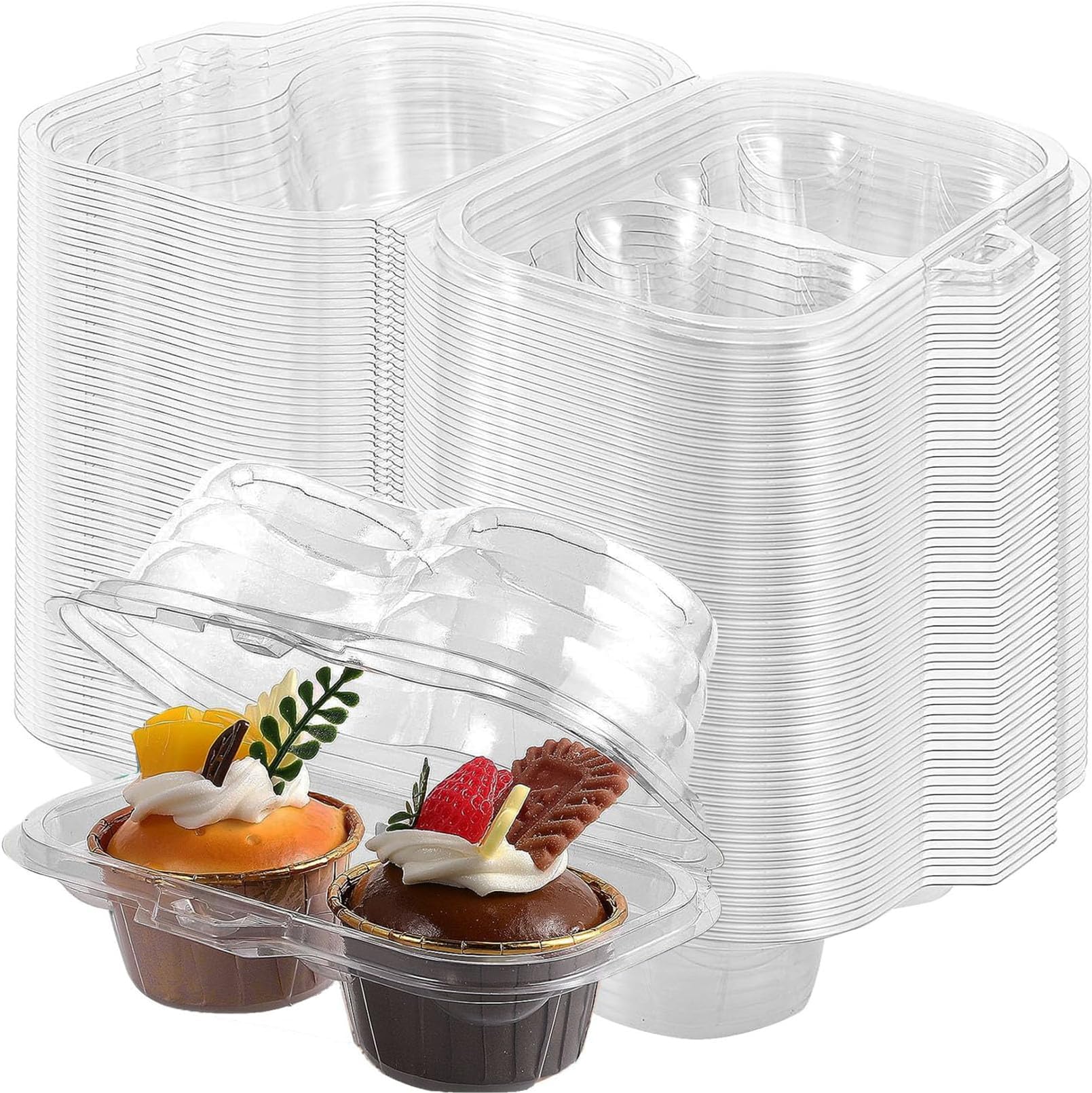 Amazon.com: PLMMOUT 50Pack 2 Compartment Cupcake Containers,Stackable ...