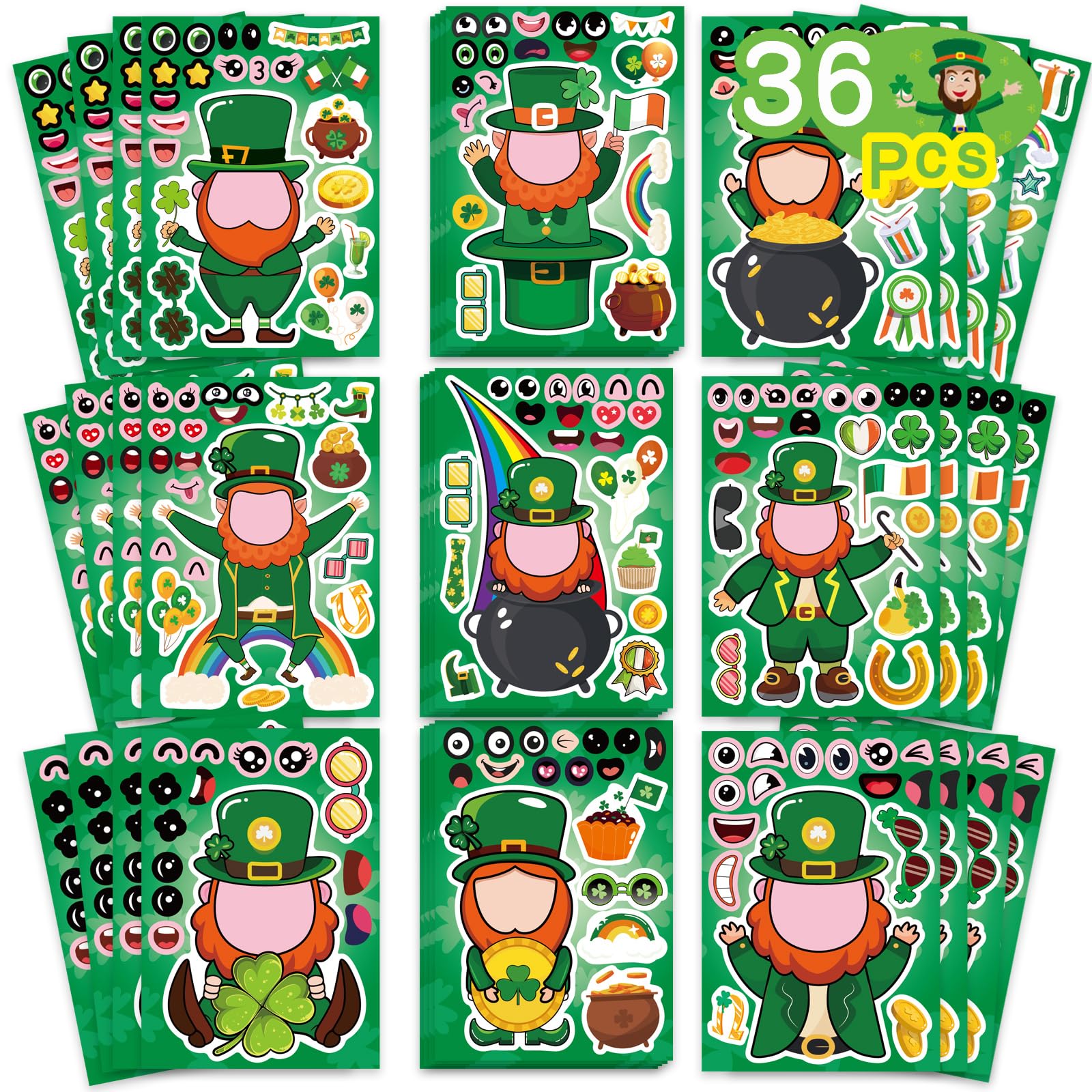 Amazon.com: 36PCS Sheets St. Patricks Day Stickers for Kids,Saint ...