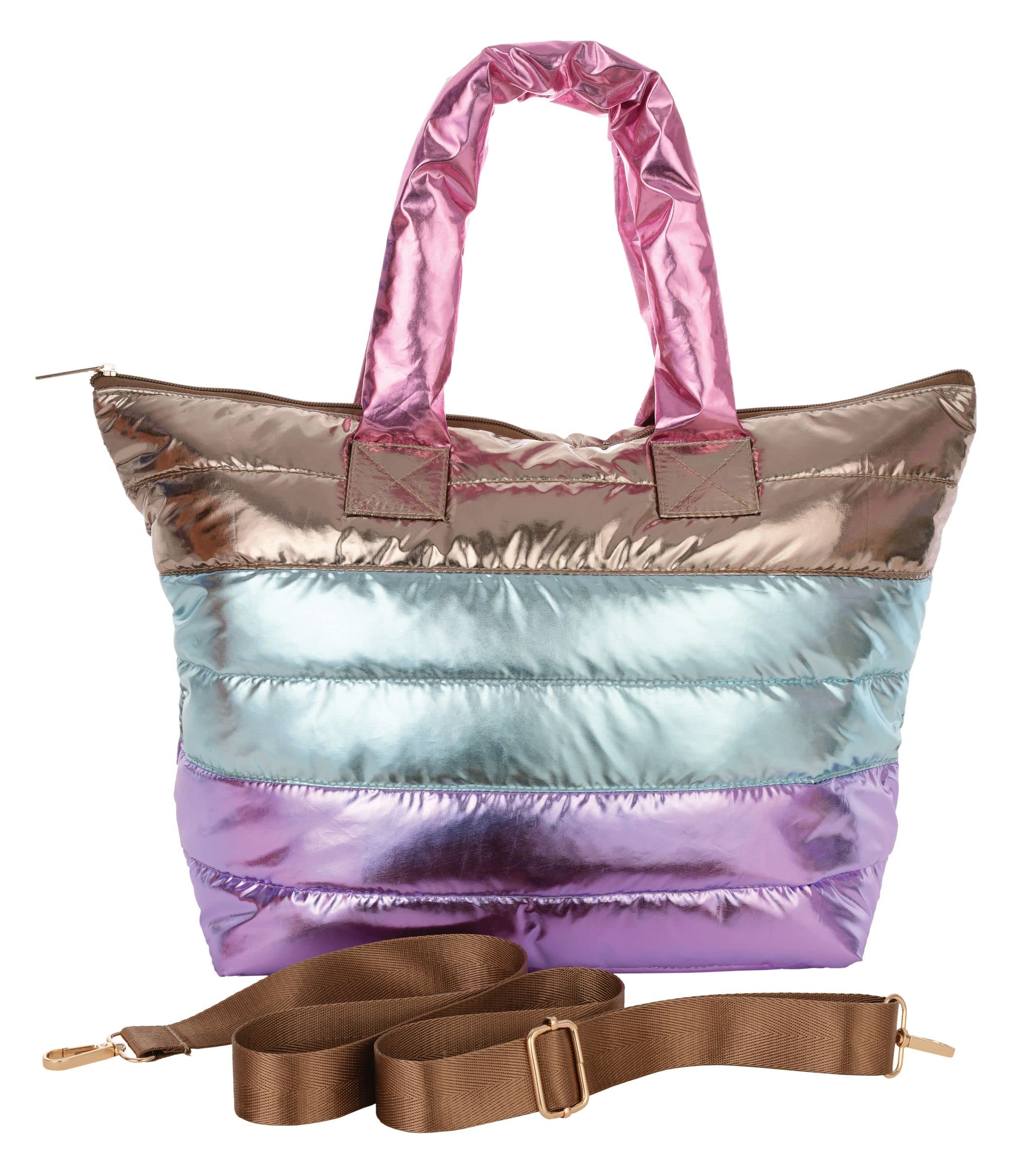 Amazon.com | iscream 22" x 11.5" Overnight Puffer Travel Tote Bag with ...