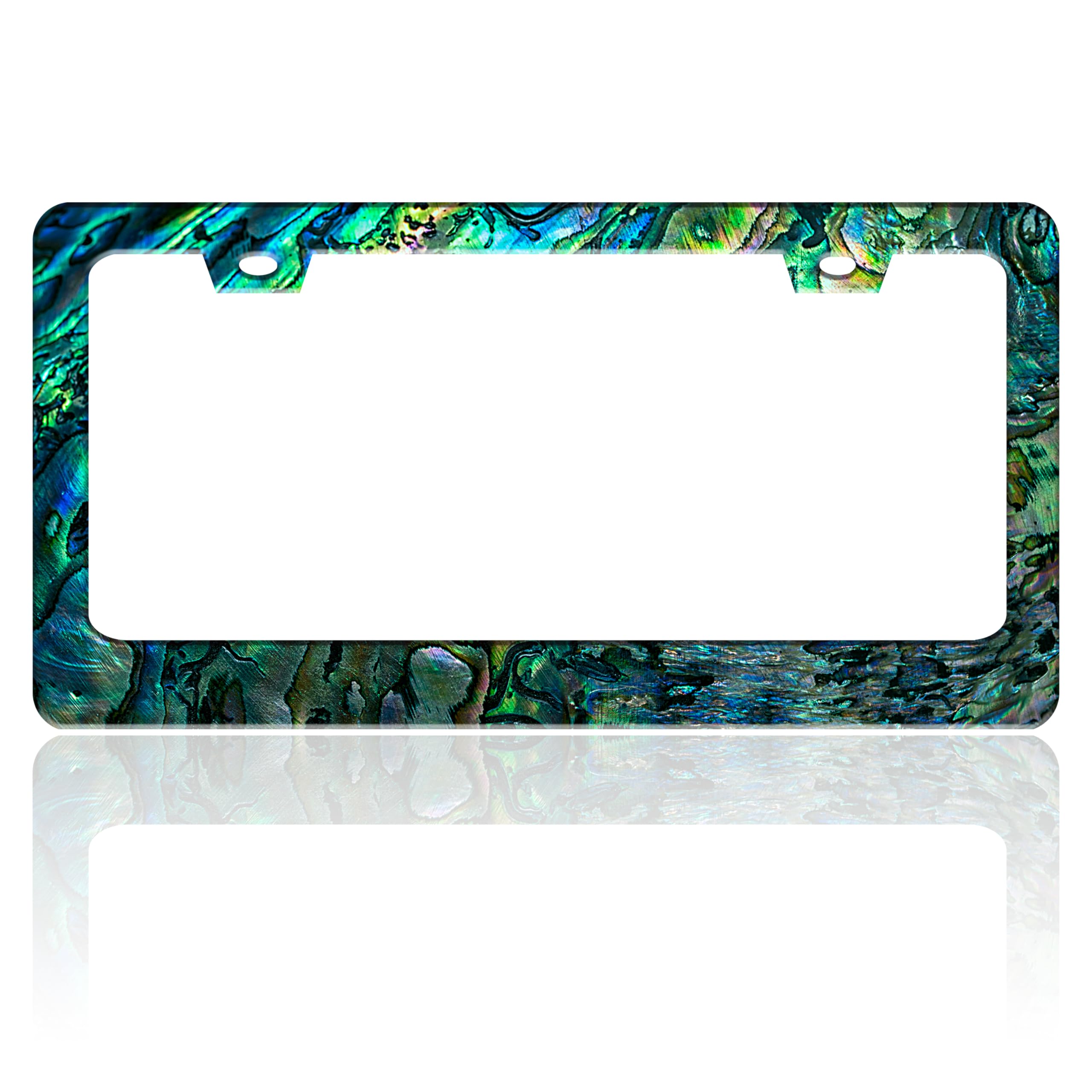 Amazon.com: Faux Abalone License Plate Frame Funny Stainless Steel ...