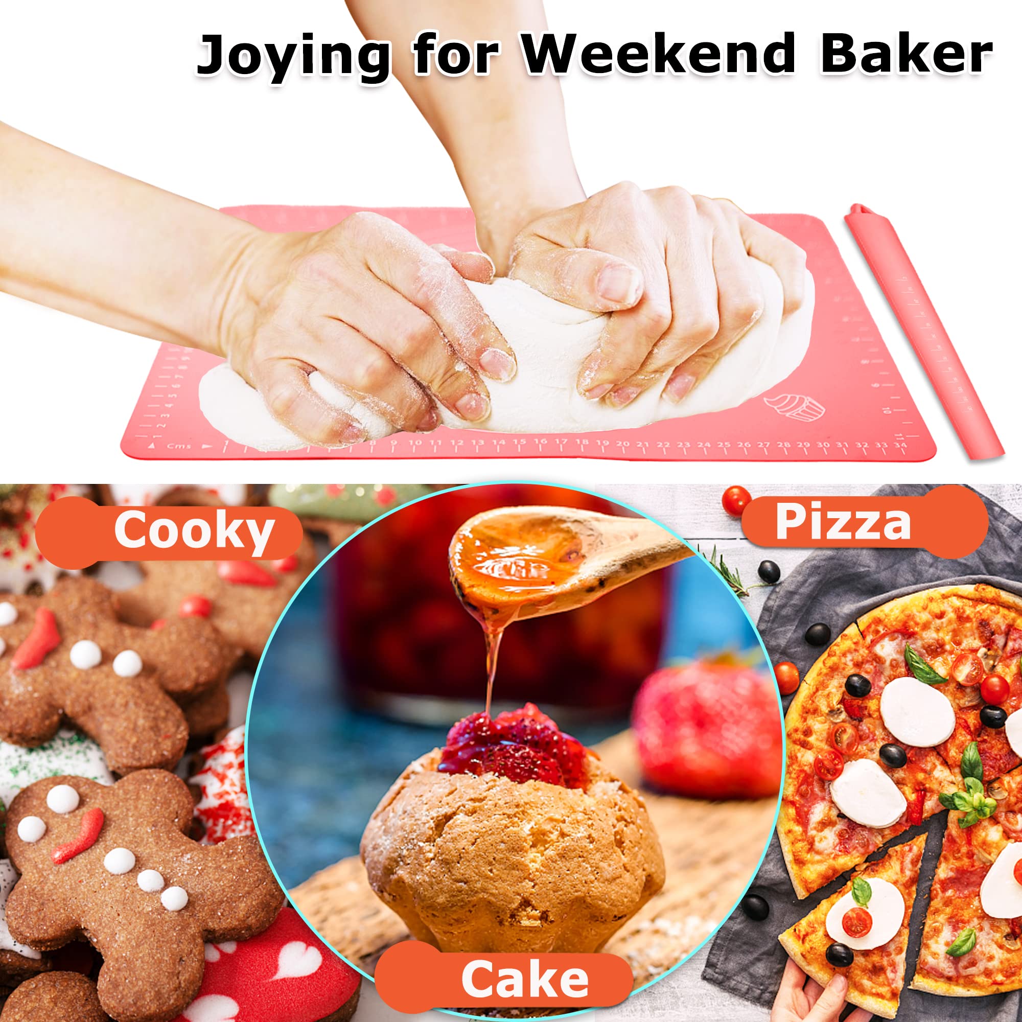 Snapklik.com : Rolling Pin Dough Roller Non Stick Silicone Baking Mat ...