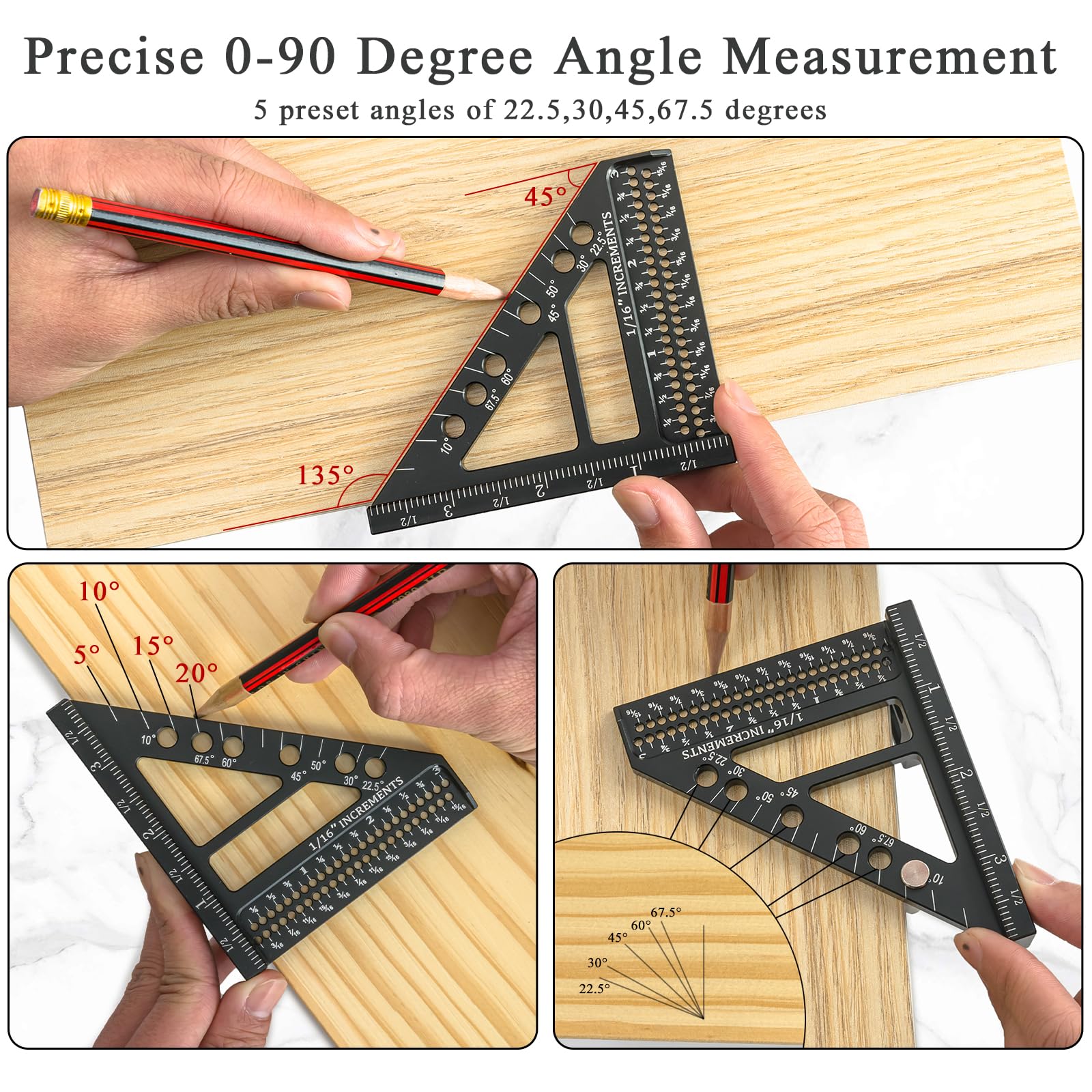 Snapklik.com : Carpenter Square 3D Multi Angle Measuring Ruler ...