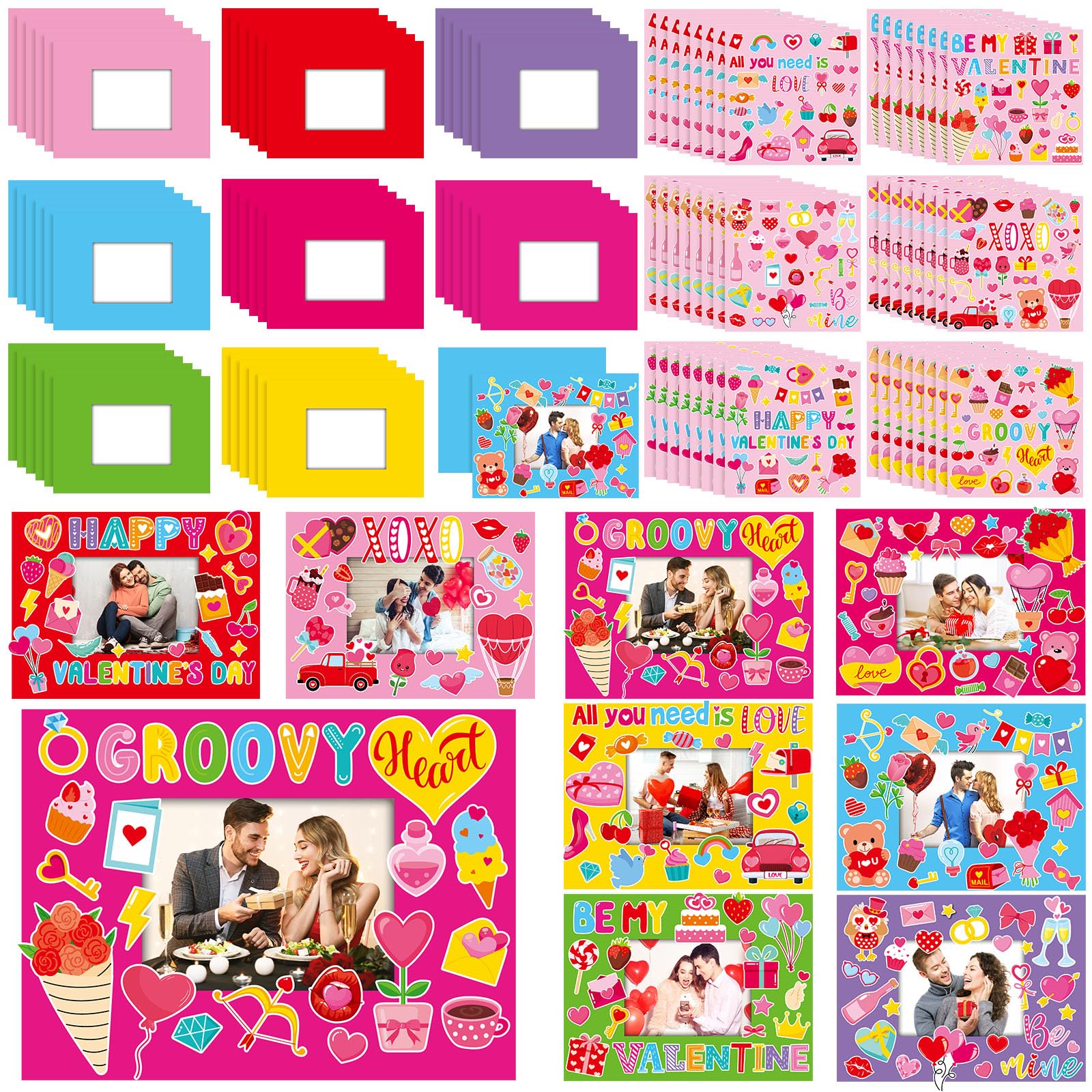 Amazon.com: Jetec 48 Set Valentine's Day Picture Frame Craft Kits DIY ...
