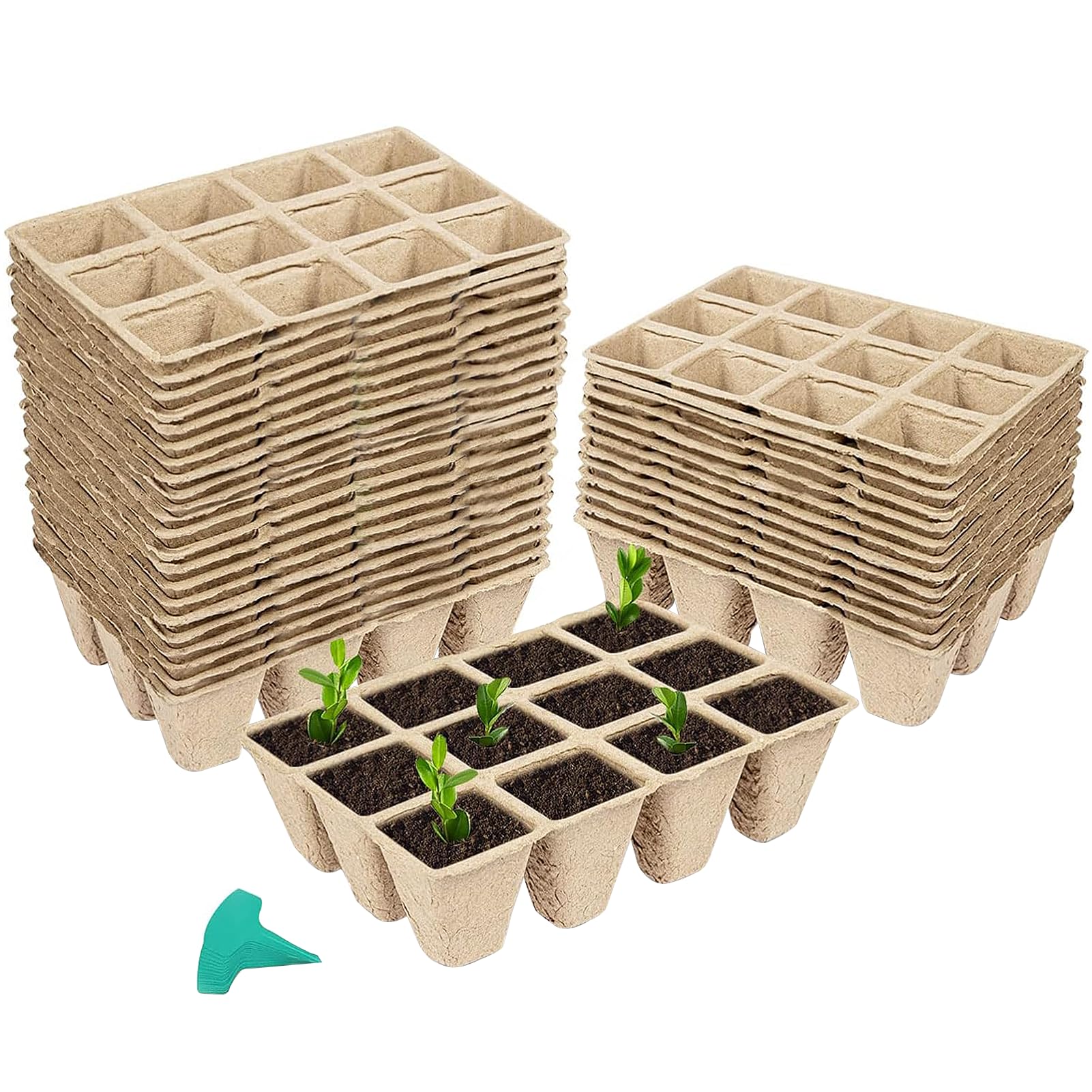 Snapklik.com : GROWNEER 432 Cells Peat Pots Seed Starter Trays 36 Packs ...