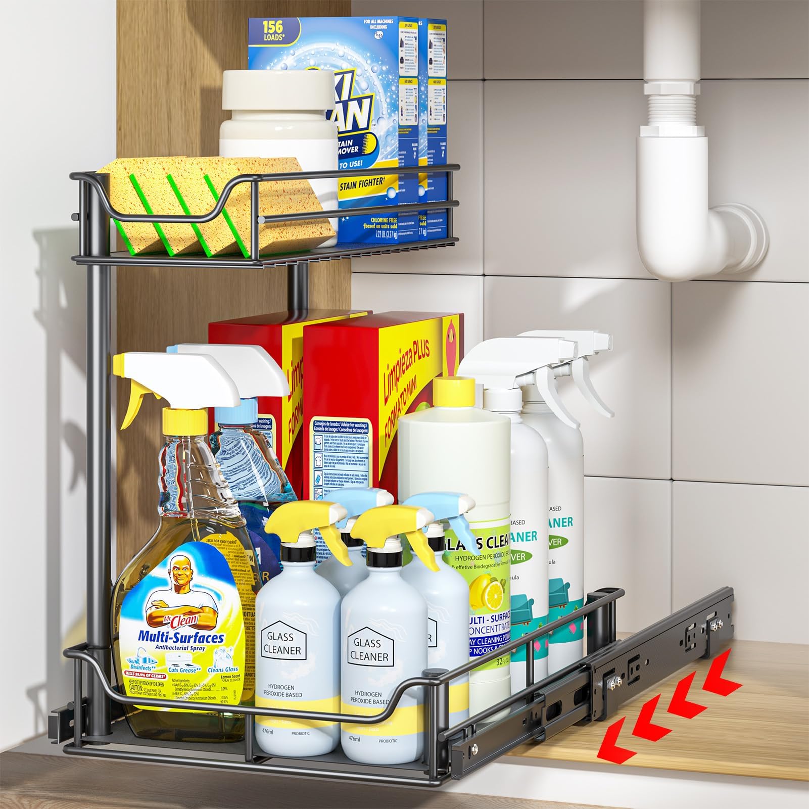 Amazon.com: Under Sink Organizer, 2 Packs 2 Tier Under Sink Organizers ...