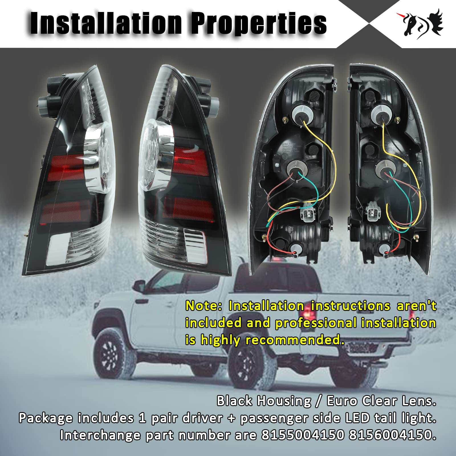 BLACKHORSE-RACING LED Tail Lights Lamps, Left Driver Side and Right ...