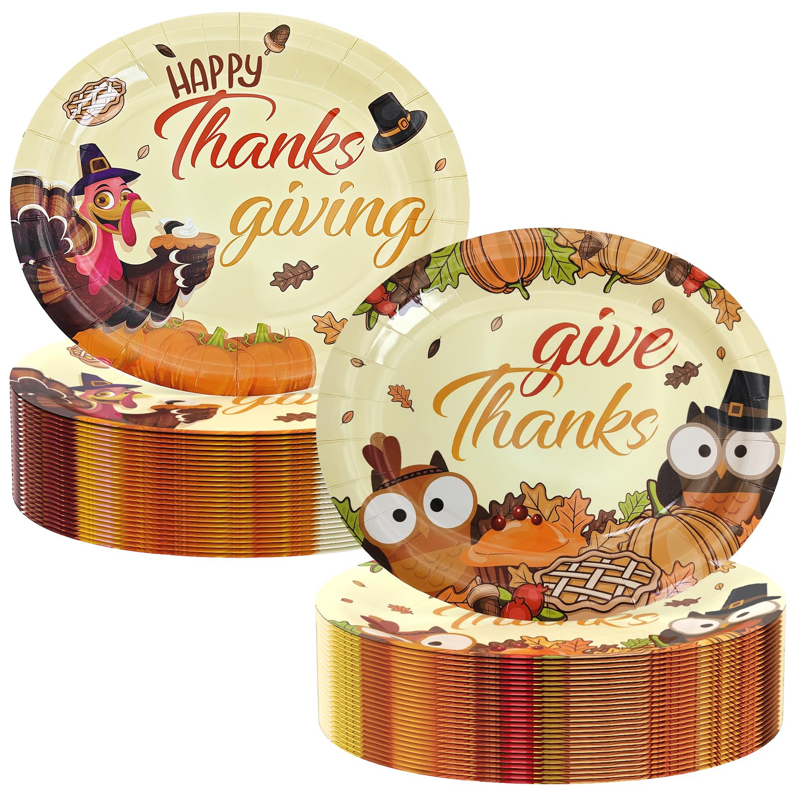 Amazon.com: olentit 50Pcs Thanksgiving Oval Paper Plates, 10" x 12 ...