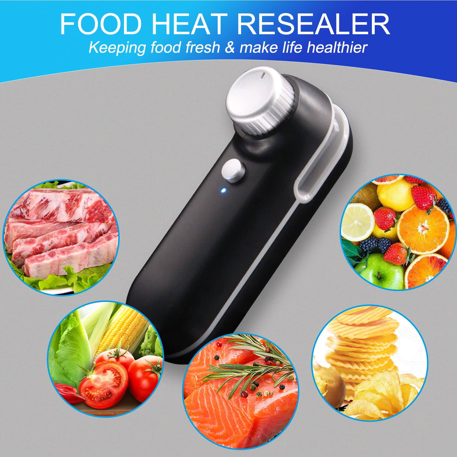 Mini Bag Sealer, Rechargeable Heat Vacuum Sealers, 2-in-1 Chip Bag ...