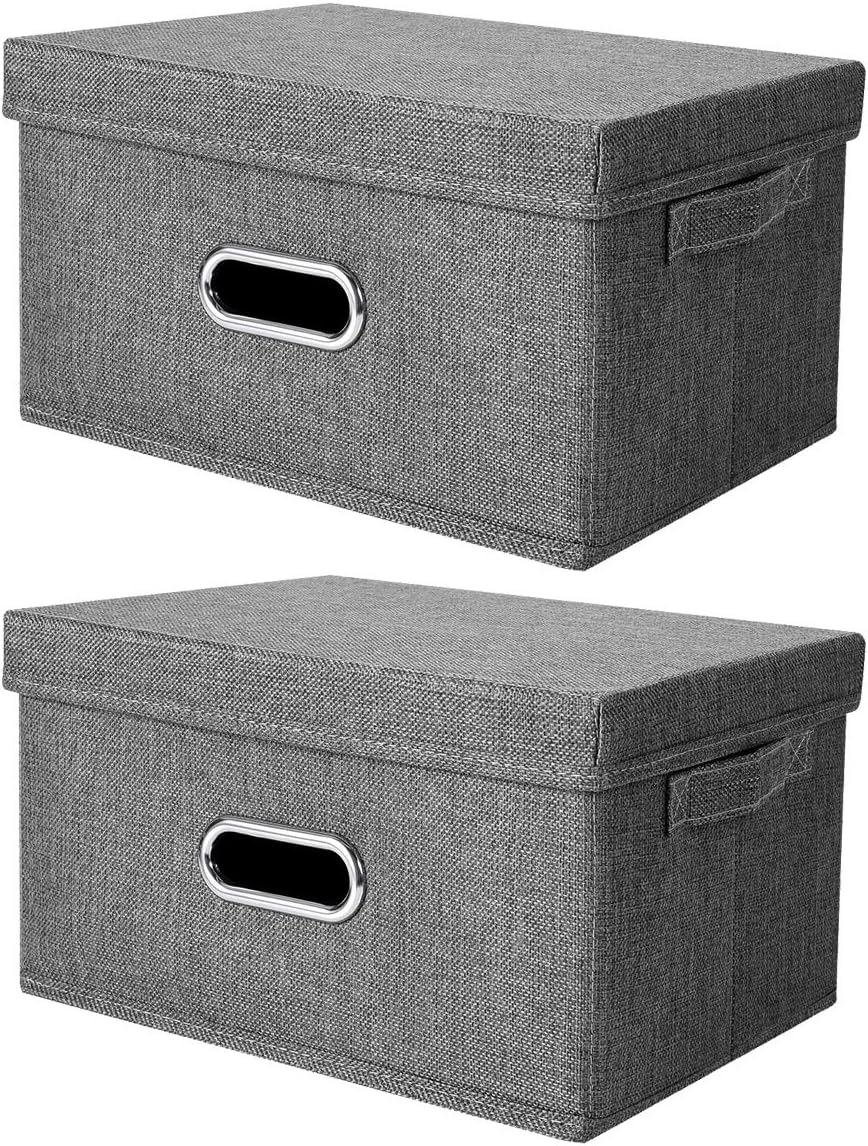 Amazon.com: ANMINY 2 PCS Storage Boxes with Handles Removable Lids PP ...