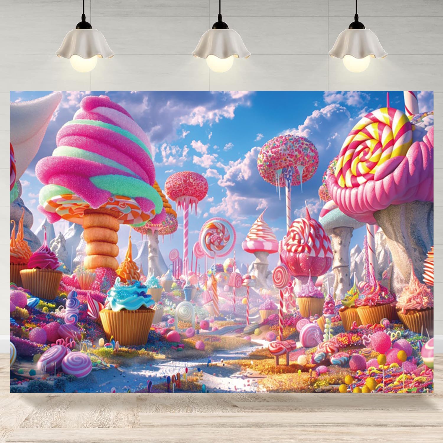 Amazon.com : 9x6ft Fantasy Candyland Backdrop Sweet Candy Lollipop ...