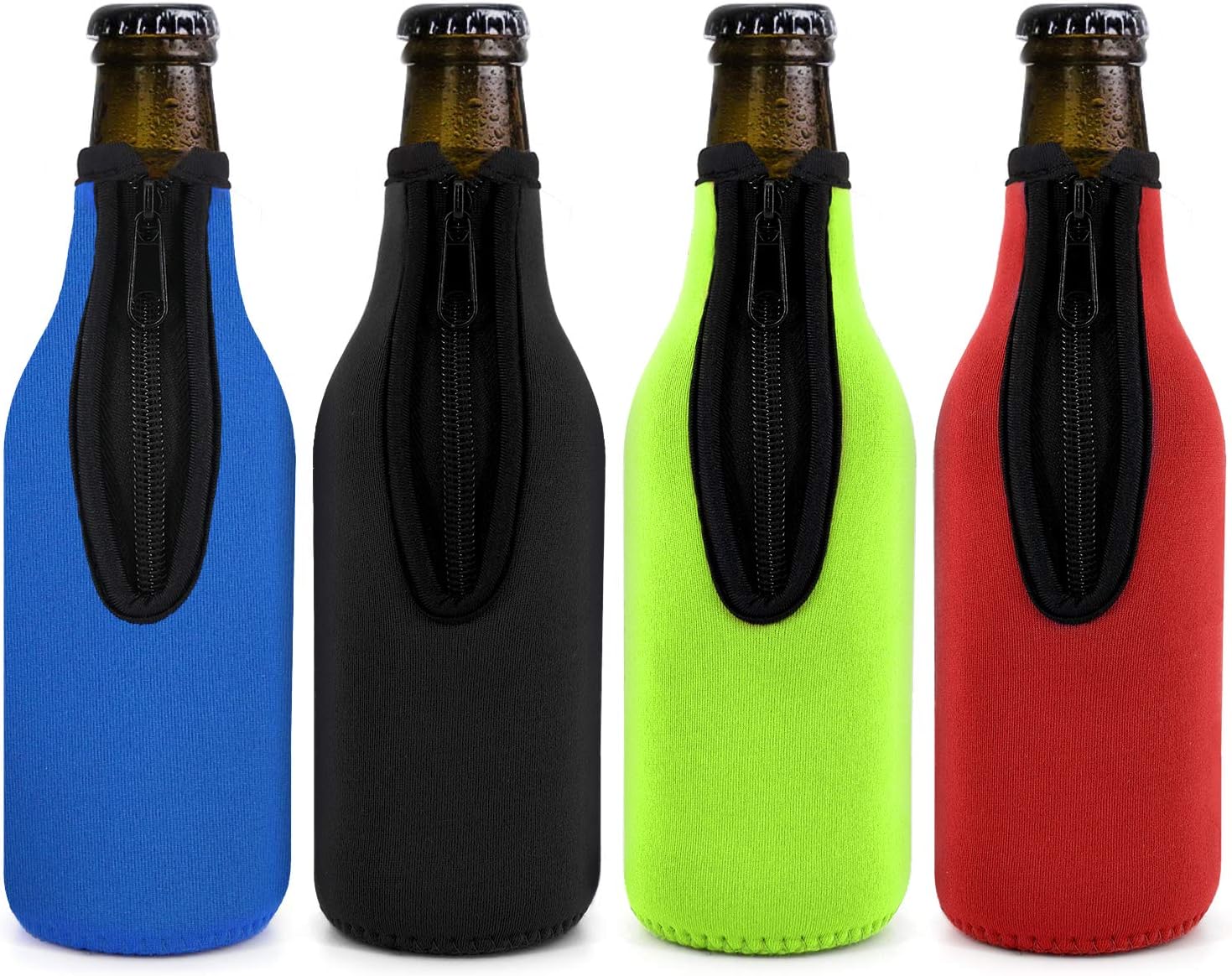 Amazon.com: Beer Bottle Insulator Sleeve Different Color. Zip-up Bottle ...