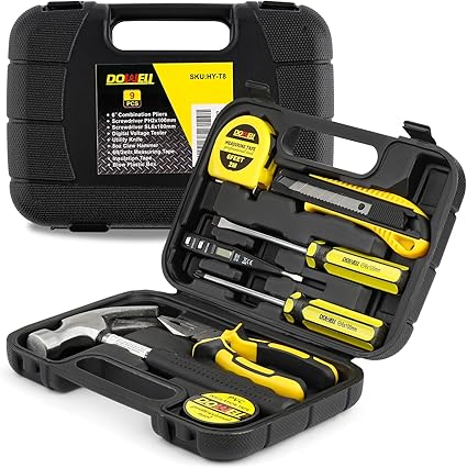 Amazon.com : DOWELL Small Homeowner Tool Set 9 Pieces General Household ...