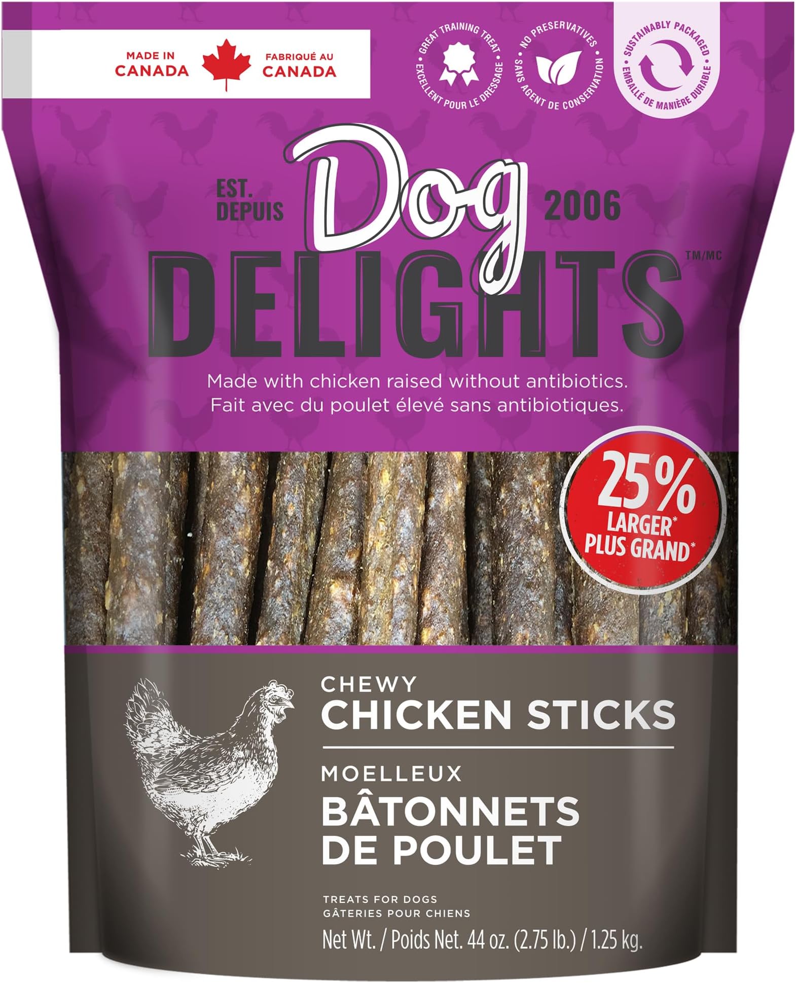 Amazon.com : Dog Delights Chewy Chicken Sticks Dog Treats - 1.25 kg (2. ...