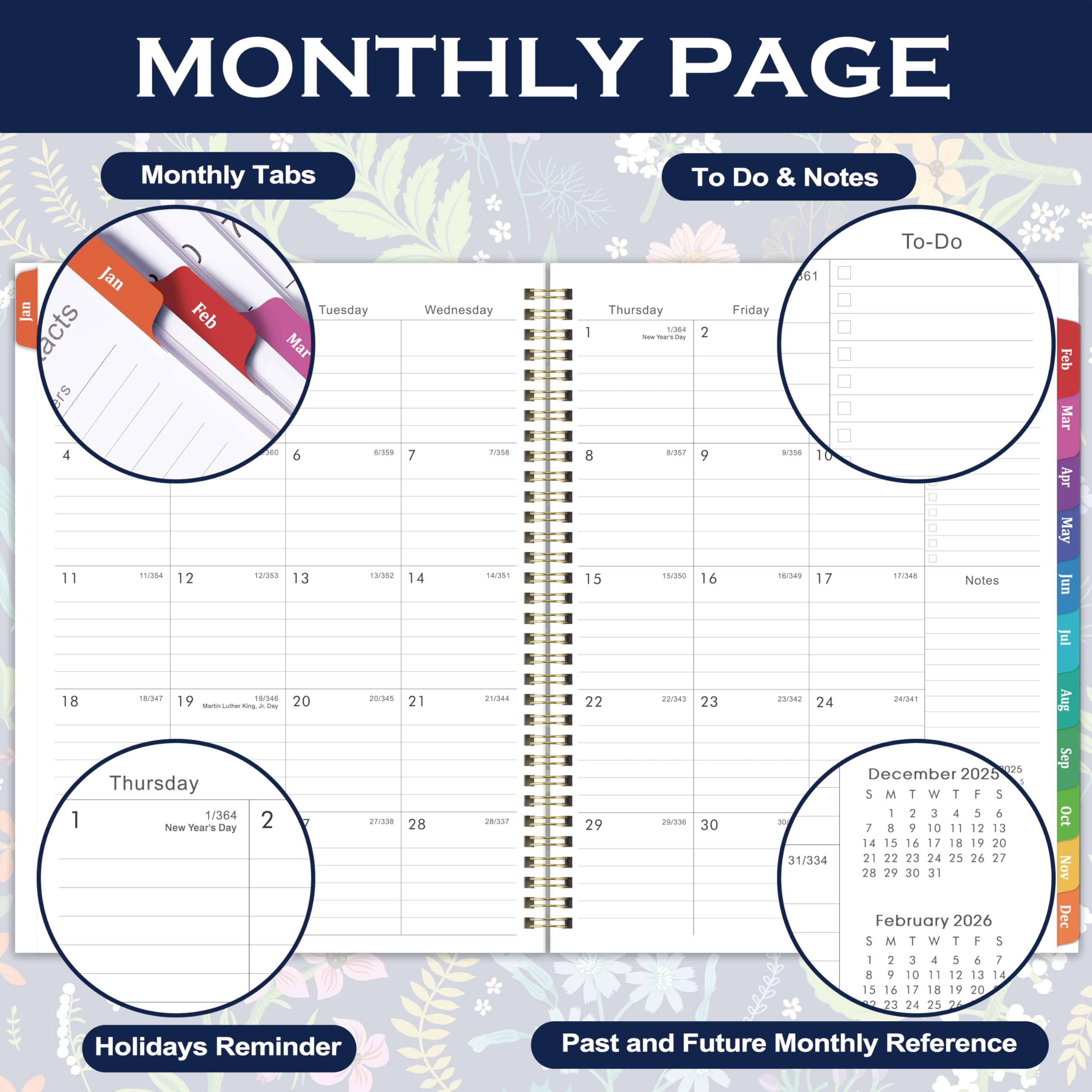 Snapklik.com : 2026 Planner - Replaceable 3 Covers 2026 Planner Weekly ...