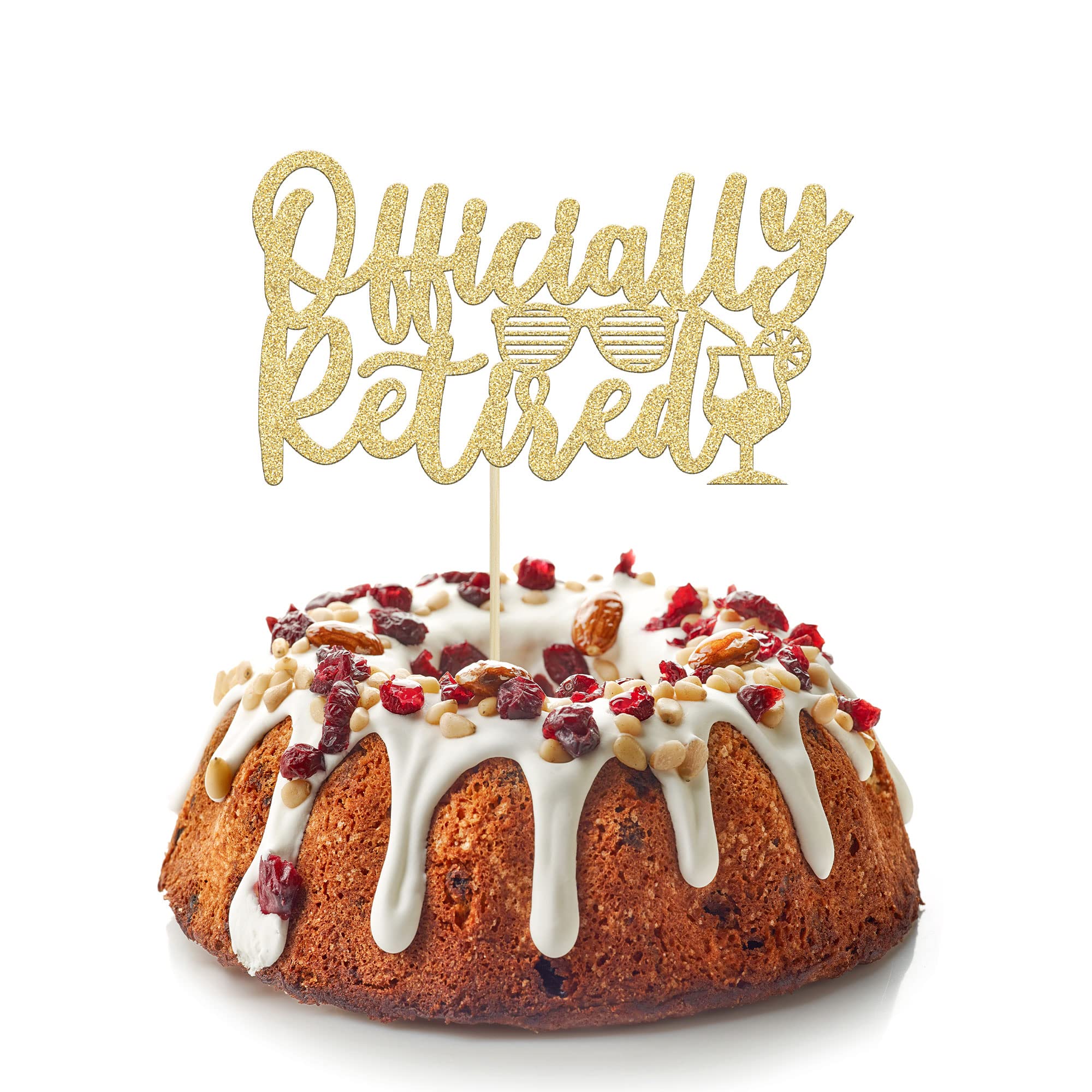 1pcs Officially Retired Cake Topper Gold Glitter Happy Retirement Cake ...