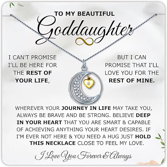 Amazon.com: Love You This Much Goddaughter Moon & Back Necklace | .925 ...
