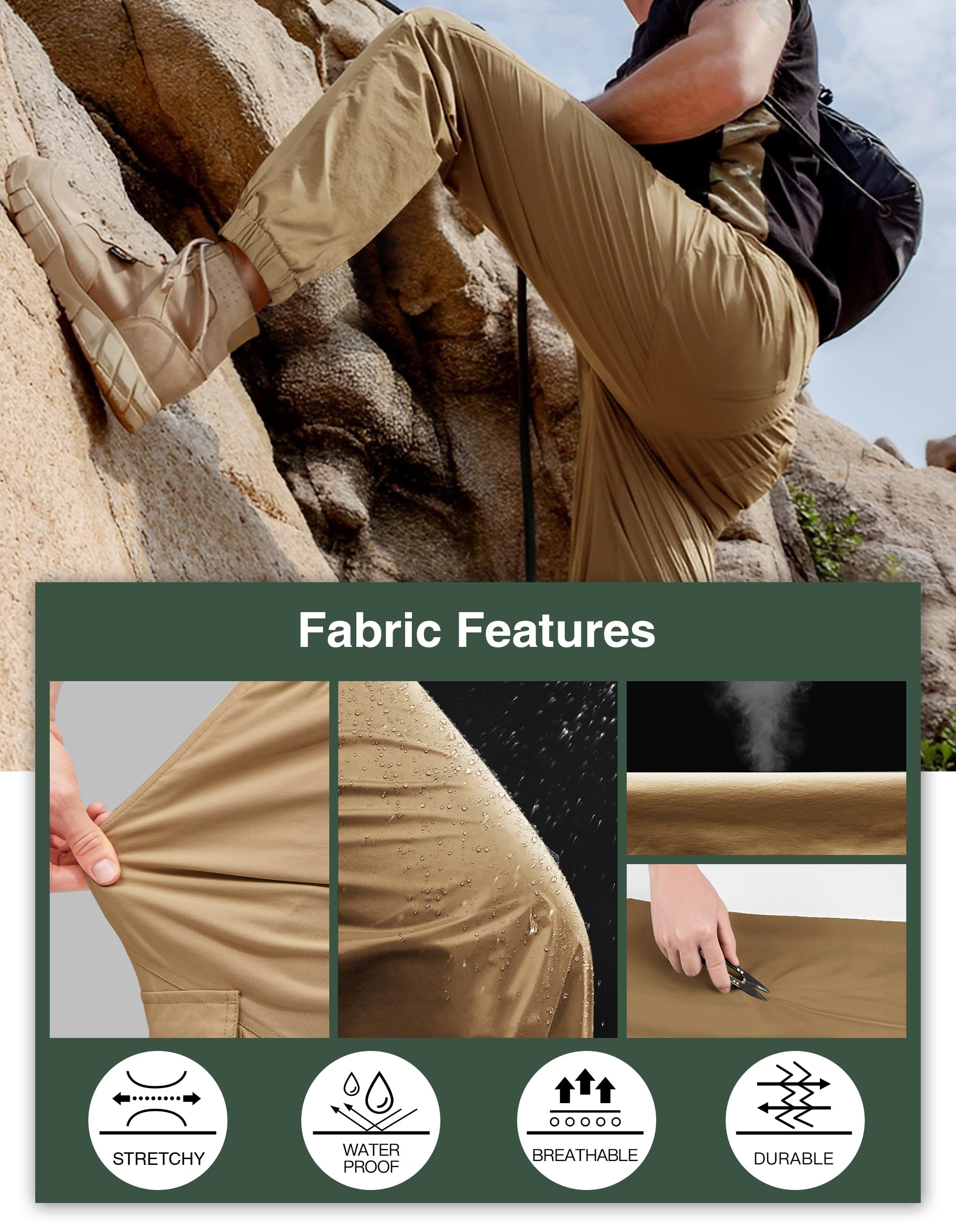 Snapklik.com : PULI Mens Lightweight Hiking Travel Pants, Slim Fit ...